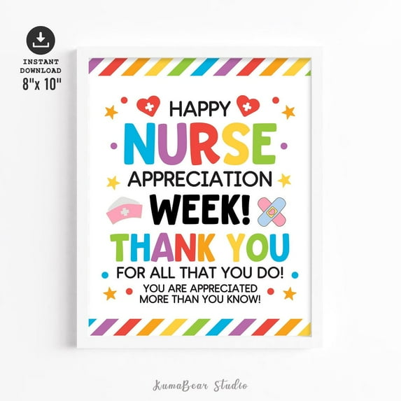 Nurse Appreciation Sign Printable, Nurses Week Sign, Nurse Week ...