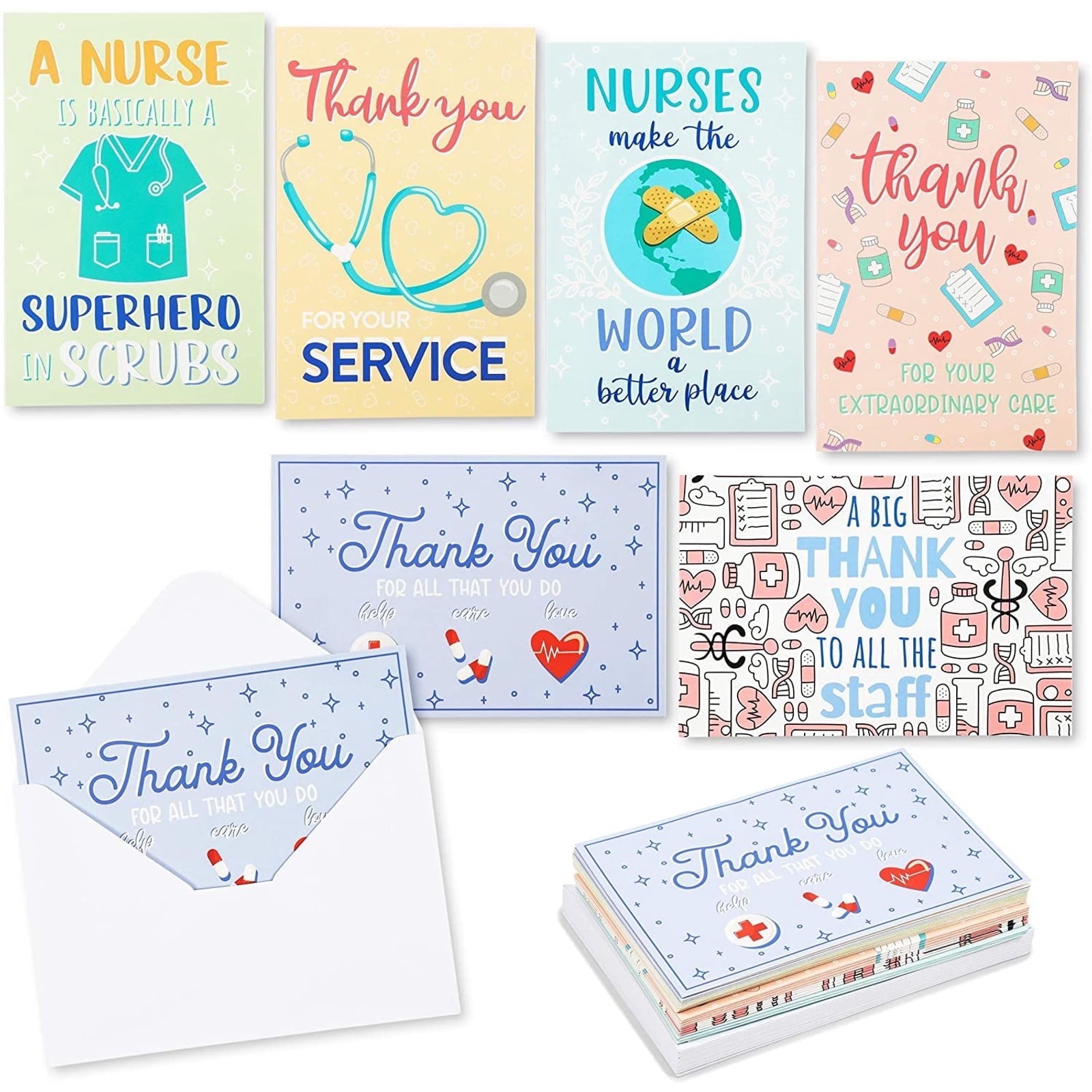 Nurse Appreciation Thank You Cards with Envelopes, 6 Designs (4 x 6 In ...