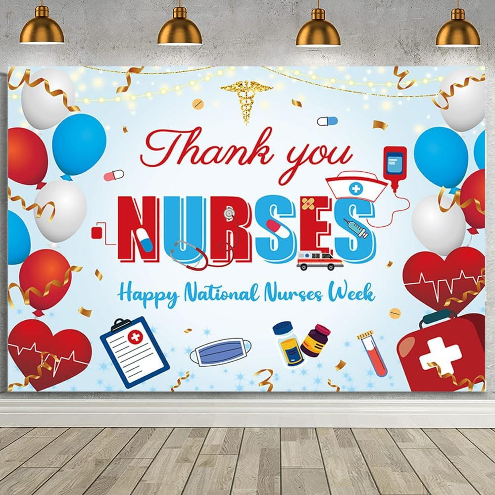 Nurse Appreciation Week Backdrop Thank You Nurses Banner Happy Nurses ...