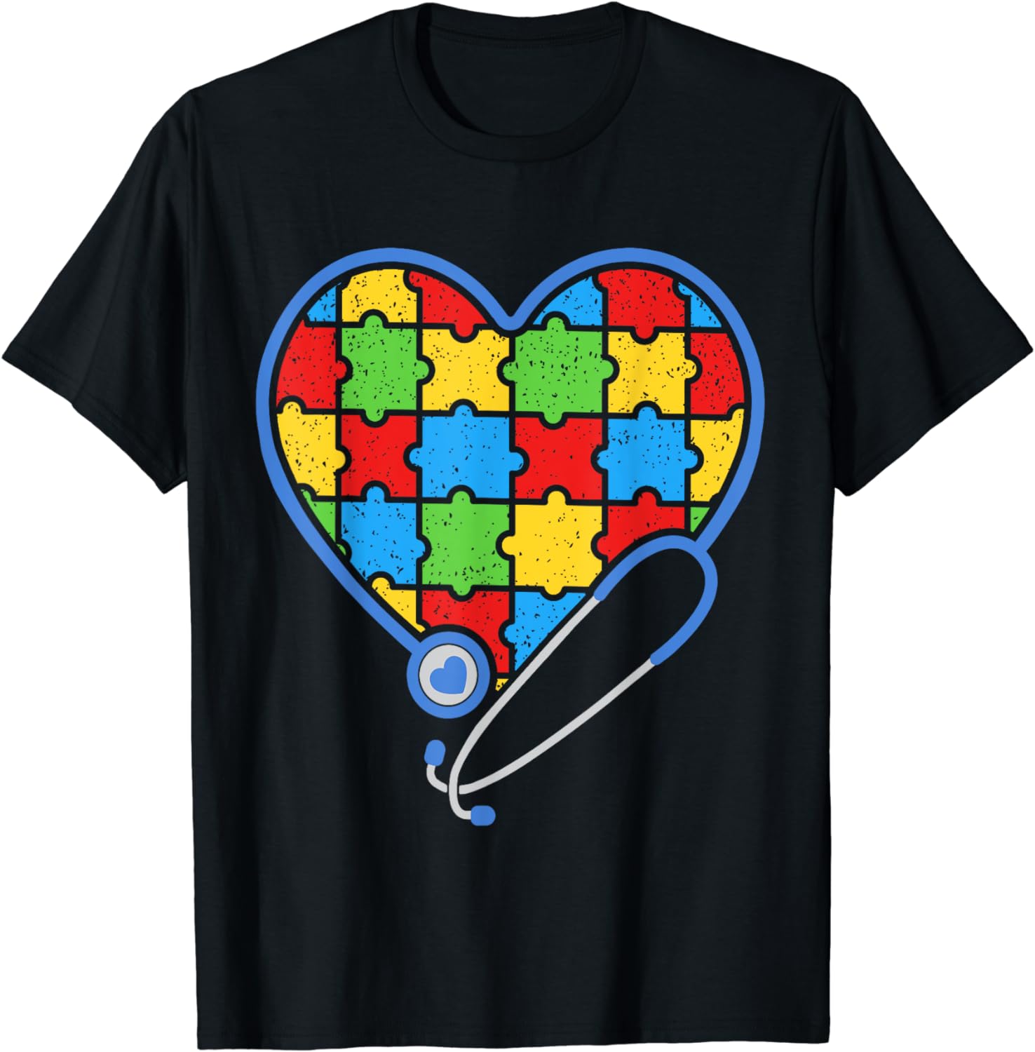 Nurse Autism Awareness Stethoscope Heart ASD Nurse Women T-Shirt ...
