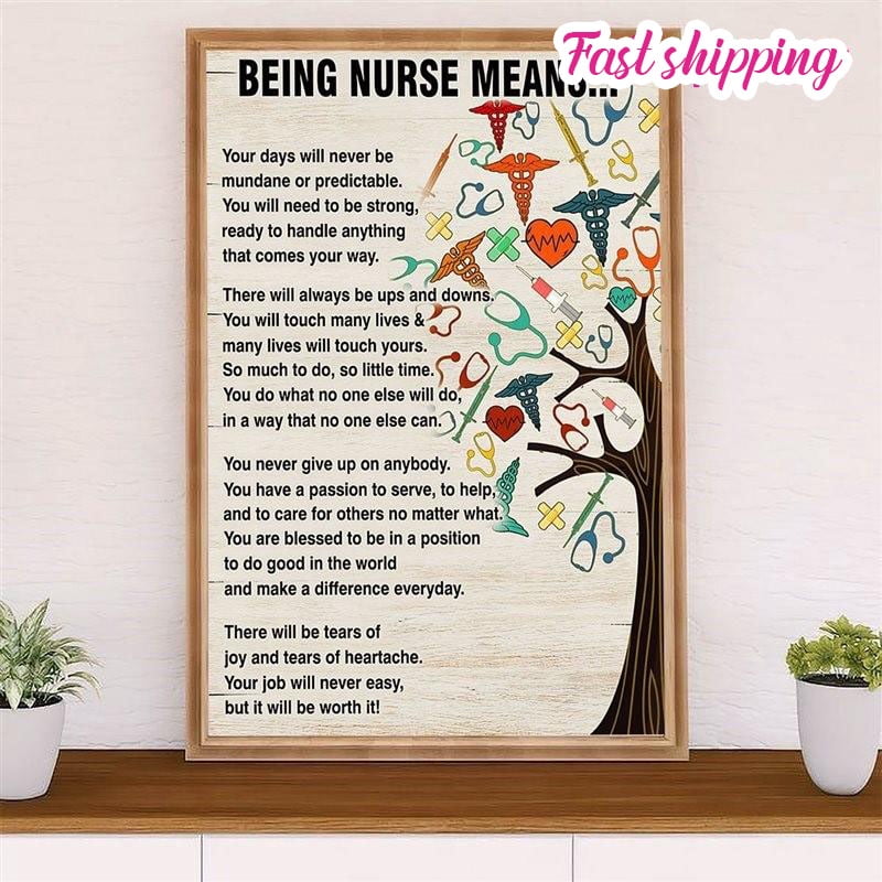 Nurse Being Nurse Means Woman Nurse Female Nursing poster Wall Art ...
