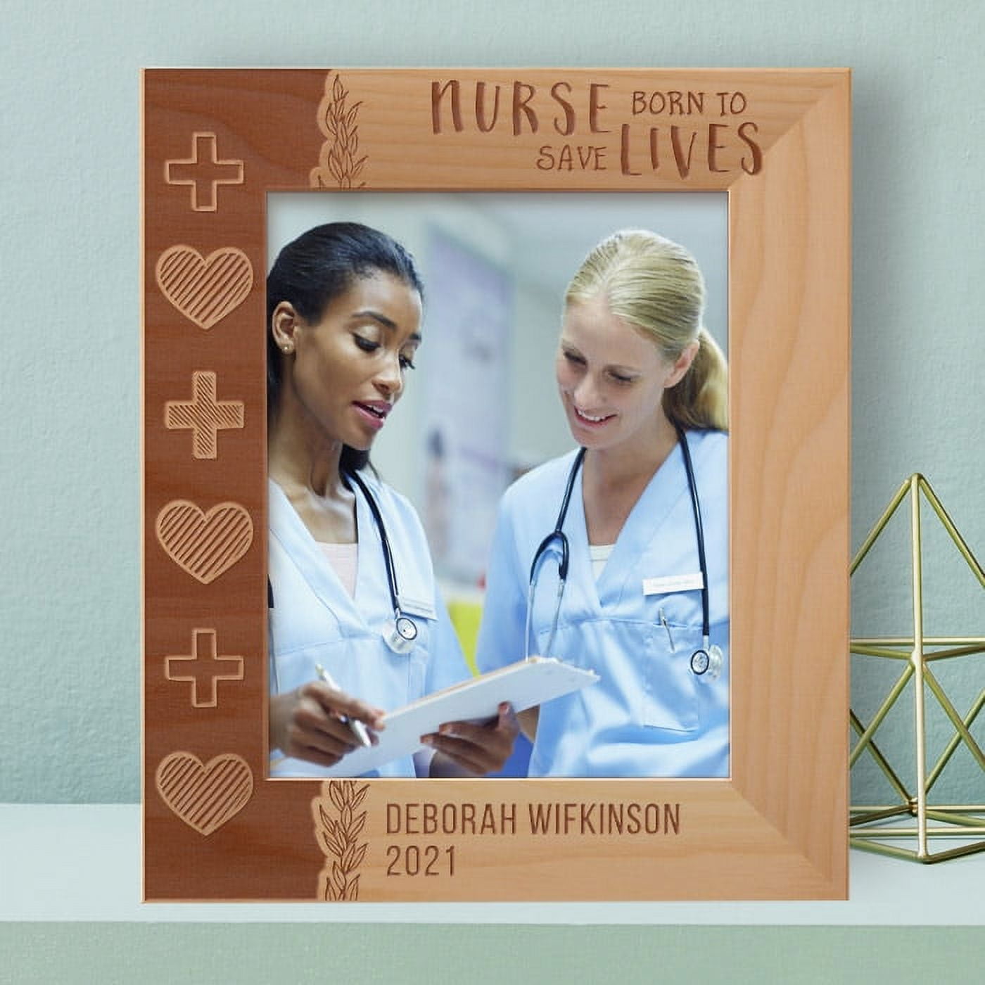 Nurse Born To save Lives Personalized Wooden Frame 8" x 10" Brown ...