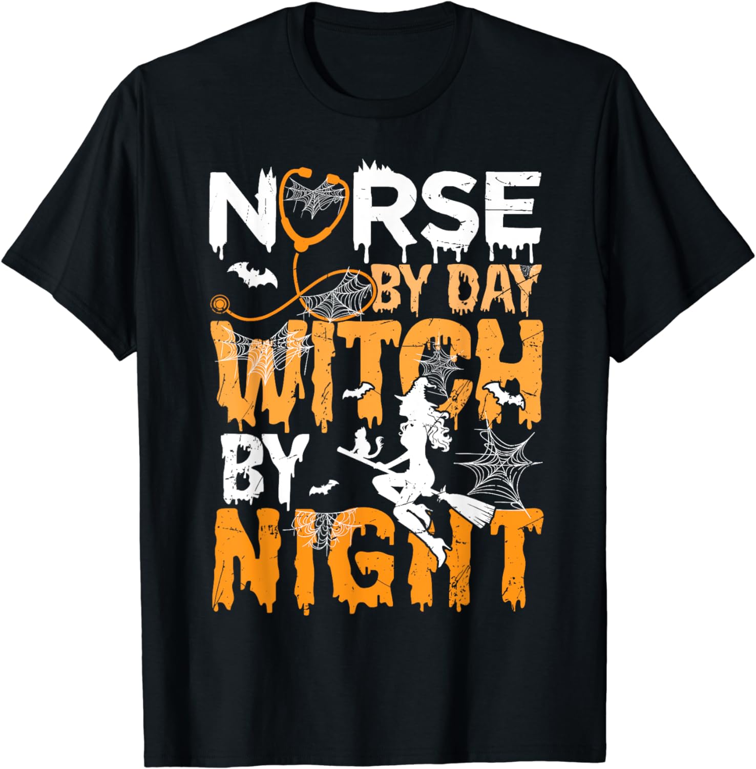 Nurse By Day Witch By Night Boo Halloween Costume T-Shirt - Walmart.com