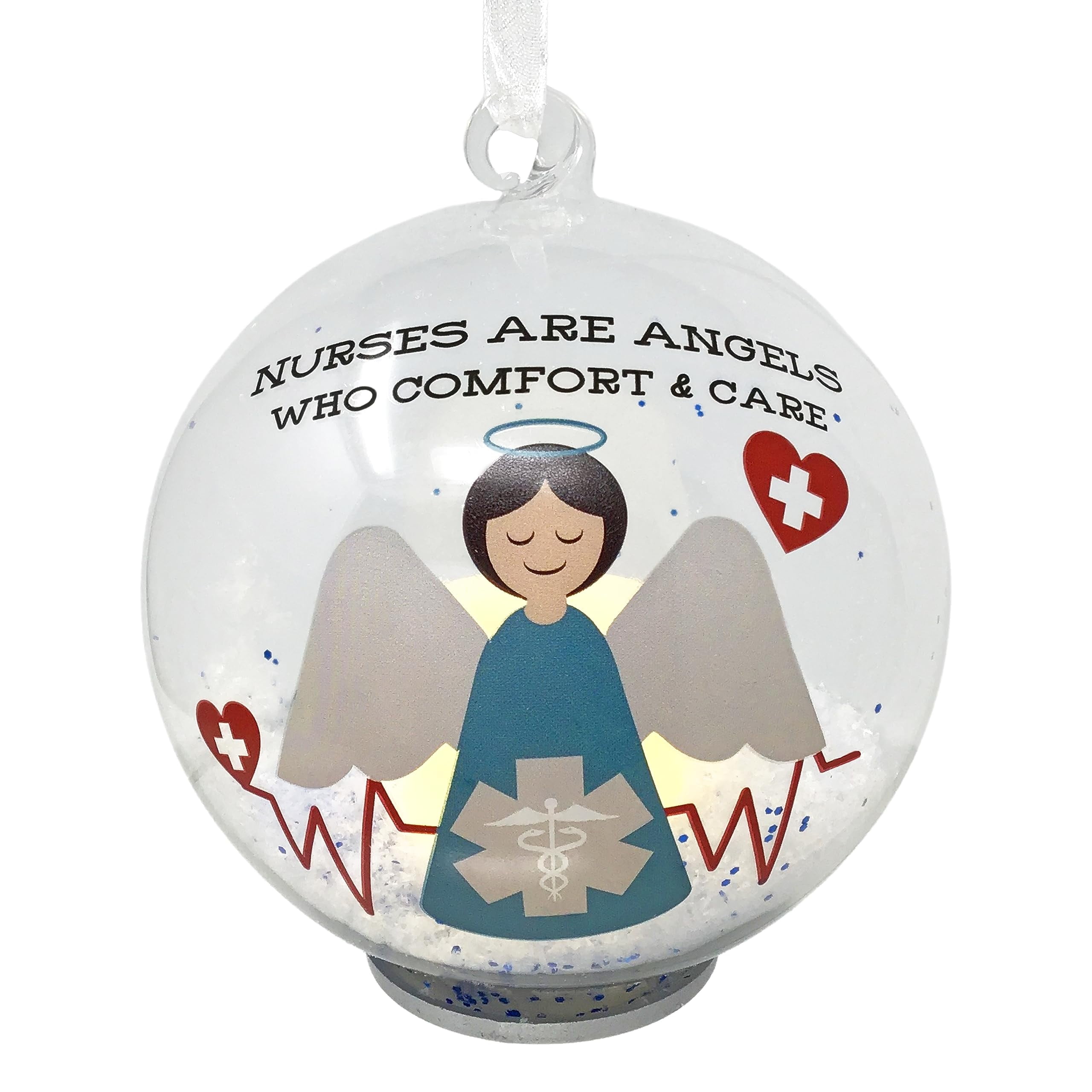 Nurse Christmas Ornament Angel Design - LED Lighted Bulb with Nurses ...