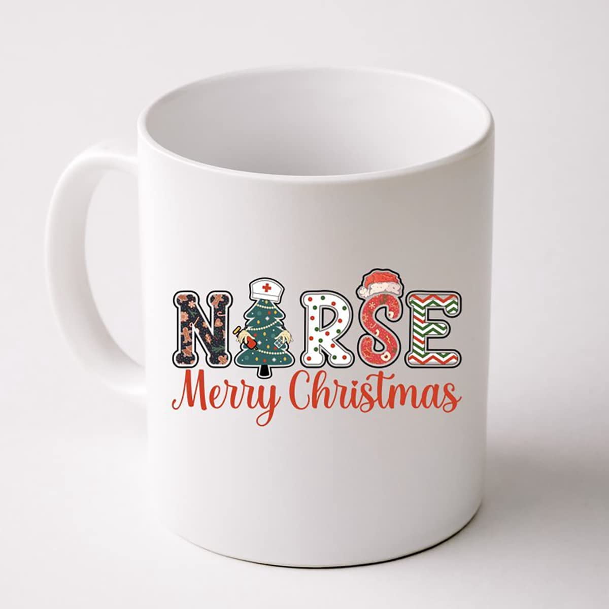 Nurse Christmas Tree Santa Hat Nursing Stethoscope Mug Funny Christmas ...