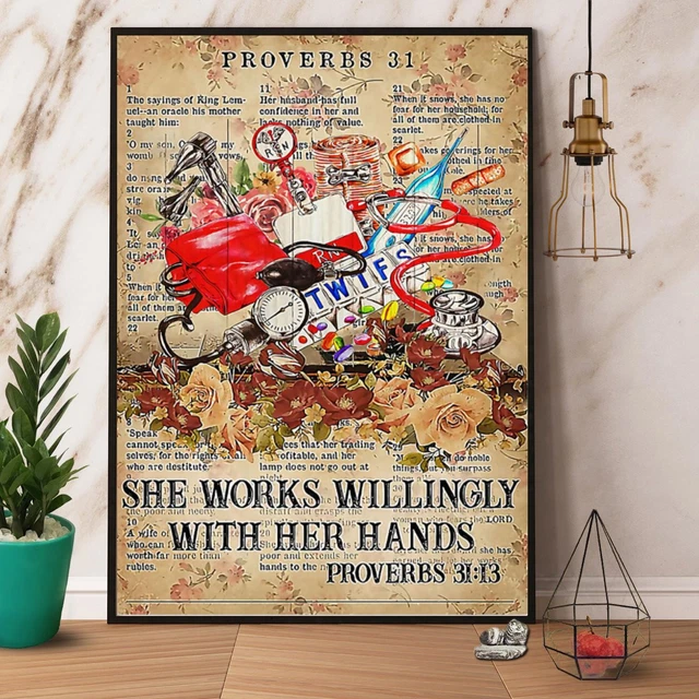 Nurse Cna Works Willingly With Hands Stethoscope Flowers Vintage ...