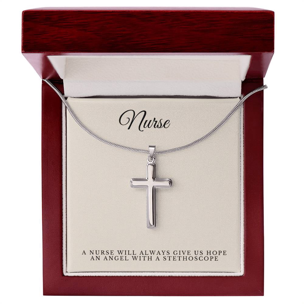 Nurse Cross Necklace - Artisan Cross Necklace - Gift Box & Message Card ...
