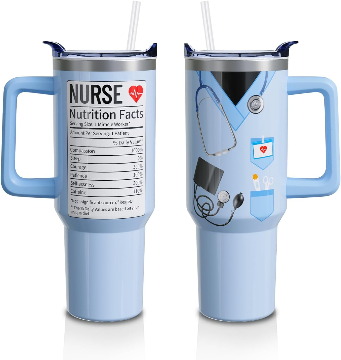 Nurse Cup Gifts for Women Men, 40 Oz Tumbler with Handle and Straw ...
