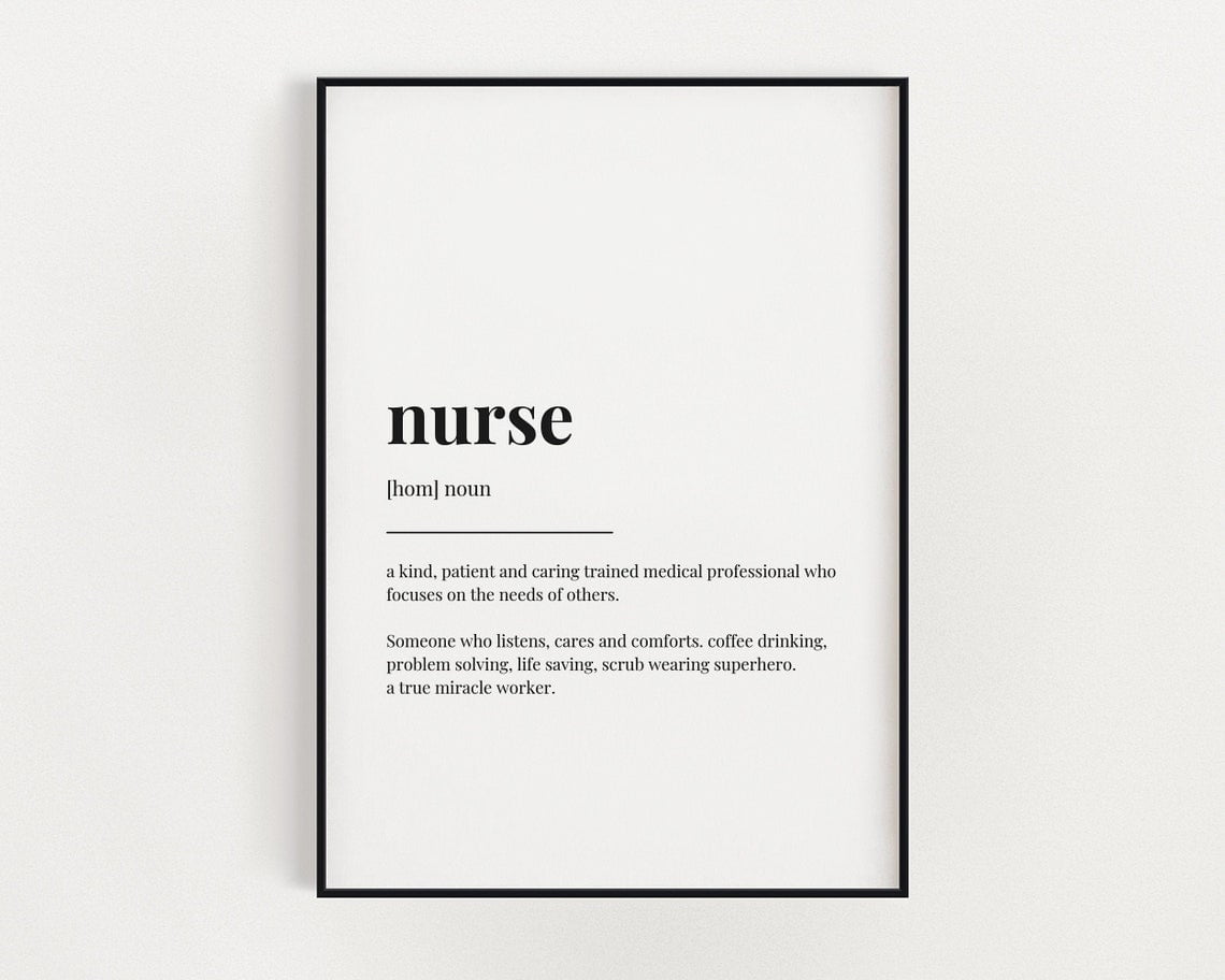 Nurse Definition Print, Wall Art Print, Quote Print, Typography Print ...