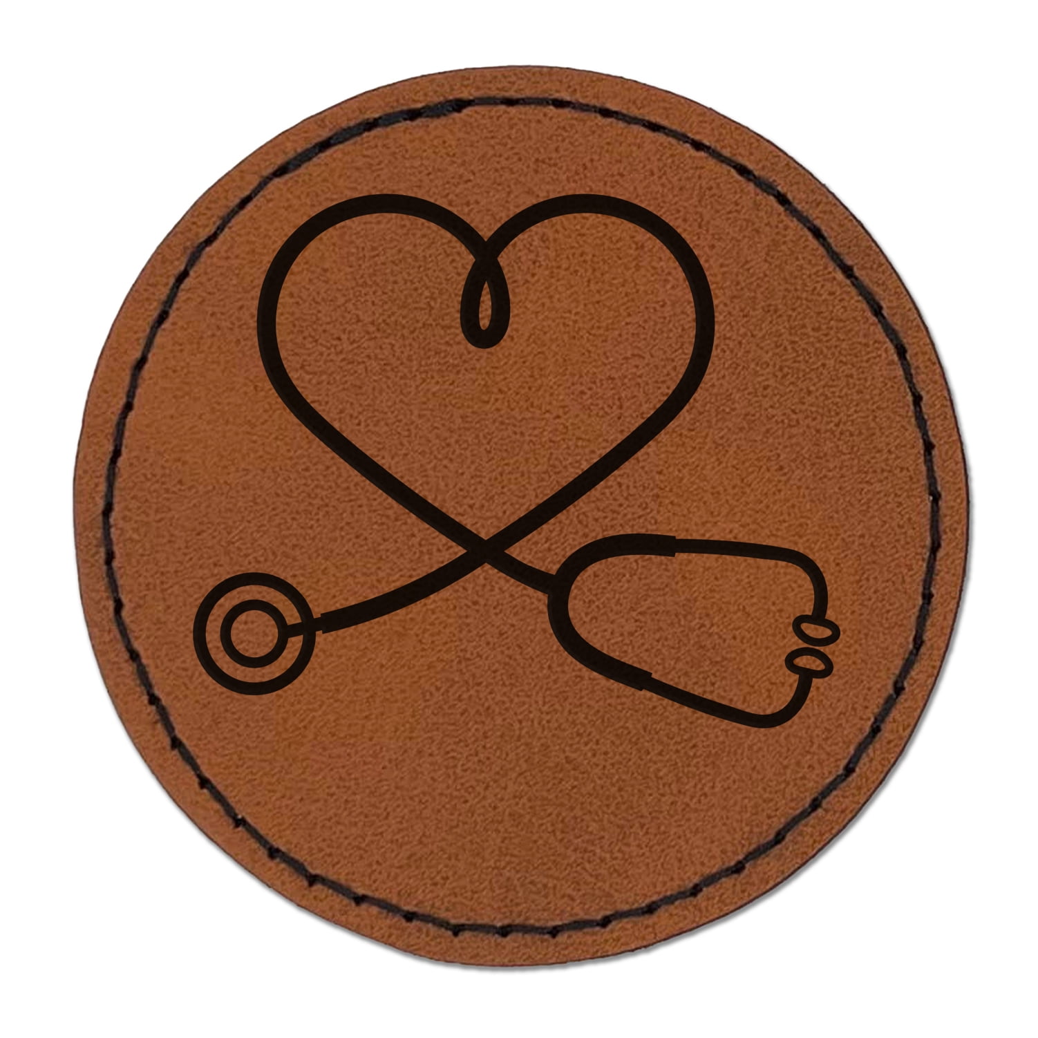 Nurse Doctor Heart Shaped Stethoscope 2.5" Faux Leather Round Engraved ...