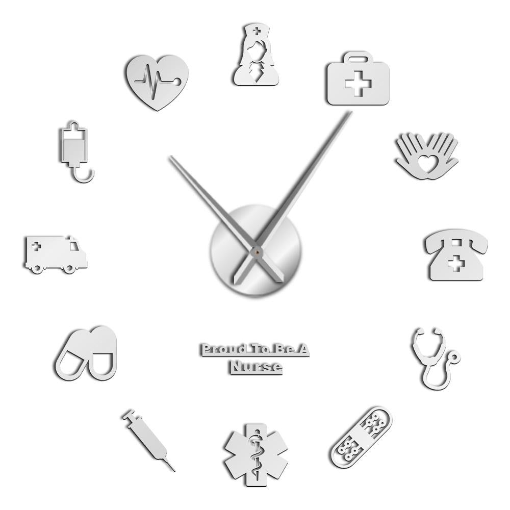 Nurse and Doctor Hospital Frameless Wall Clock Stickers, DIY Modern ...