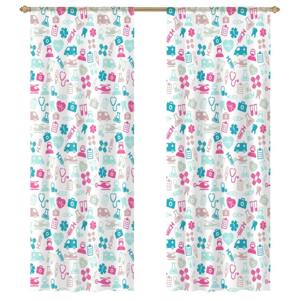 Nurse Doctor Icon Modern Tulle Window Curtains for Living Room Luxury ...