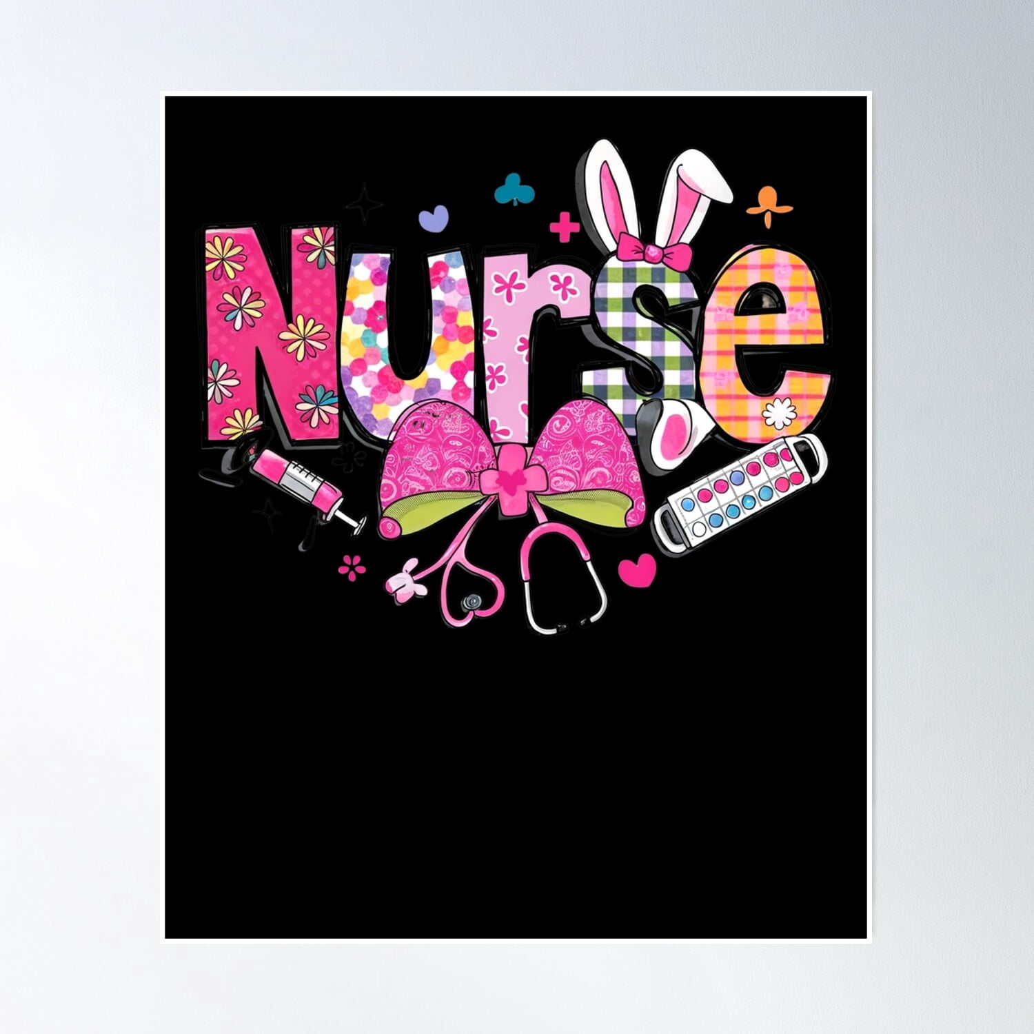 Nurse Easter Day Cute Coquette Stethoscope Nursing Easter Poster Wall ...