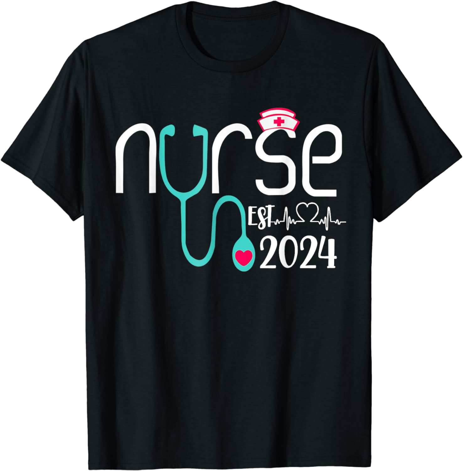 Nurse Est 2024 RN Nursing School Graduation Graduate BSN T-Shirt ...