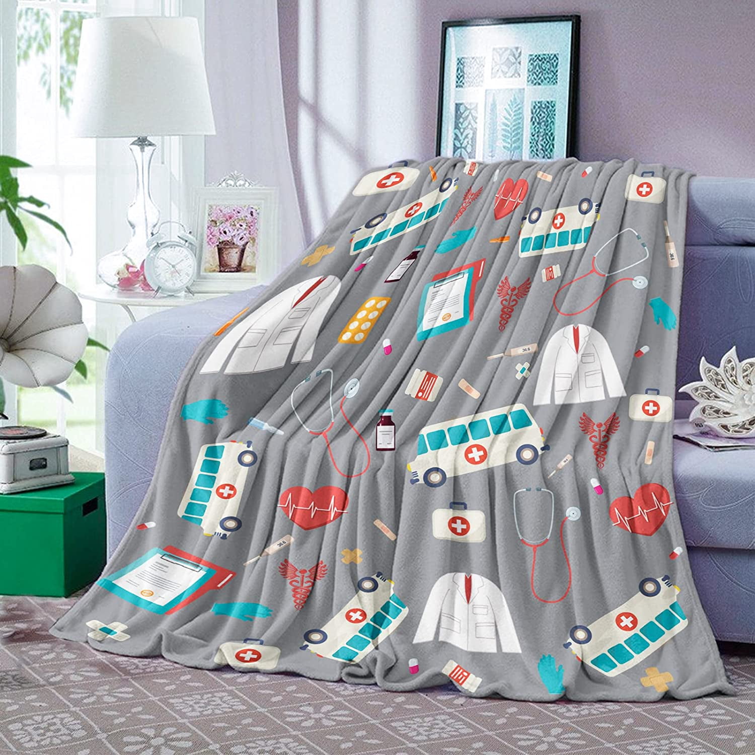Nurse Gifts for Women Men Doctor Nurse Medical Throw Blanket Soft Cozy ...