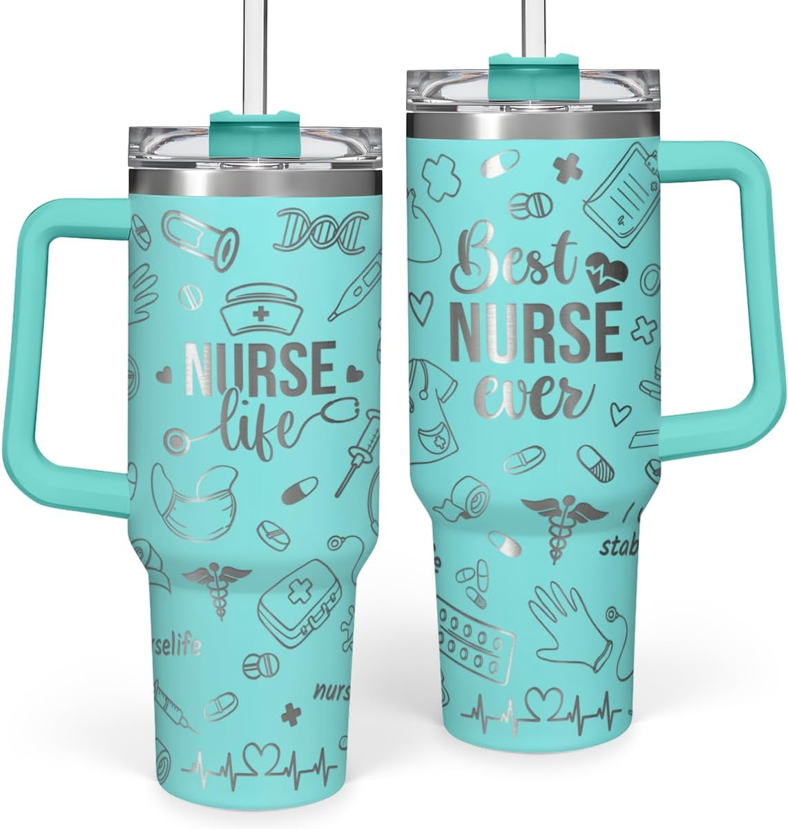 Nurse Gifts for Women Nutrition Facts Tumbler with Handle 40oz ...