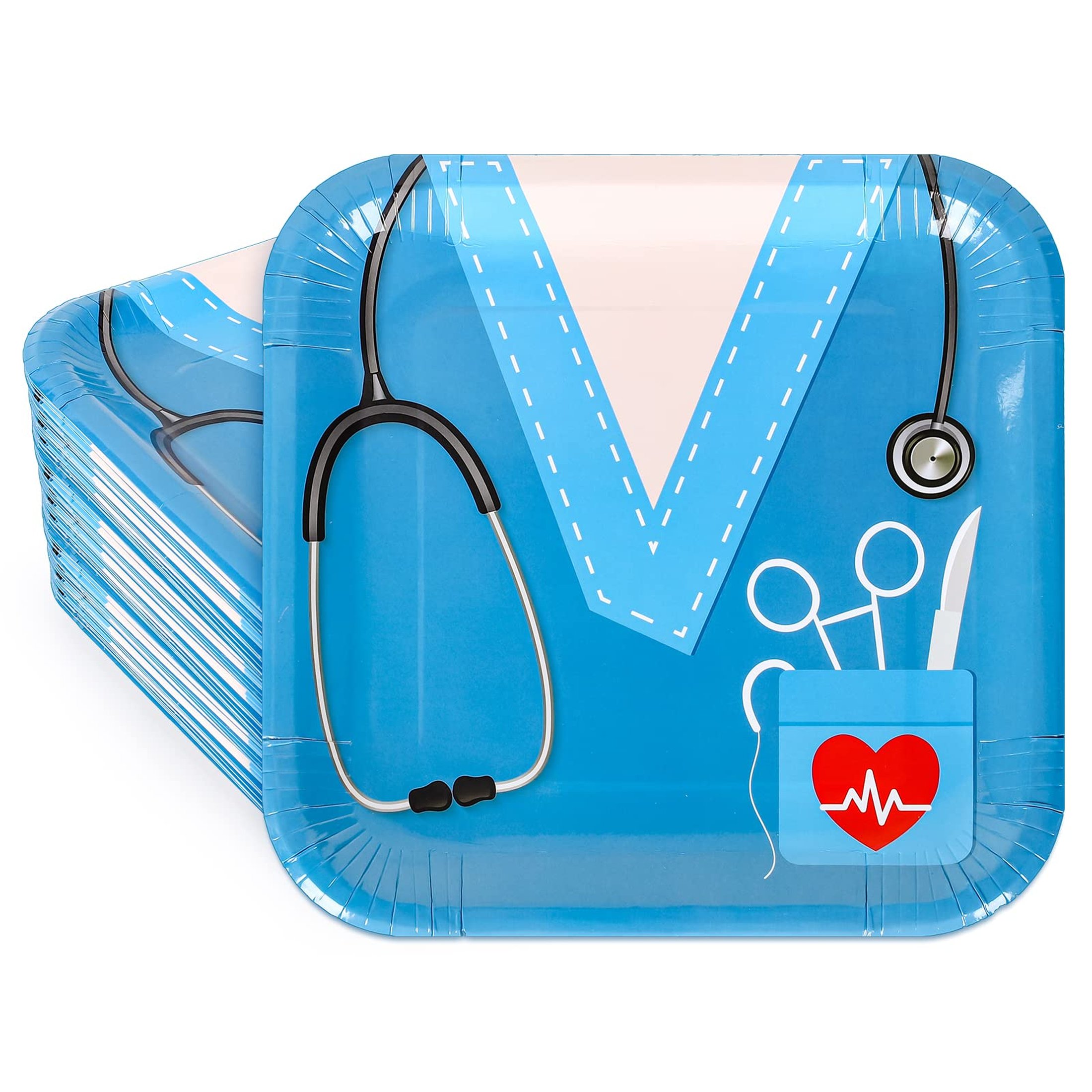 Nurse Grad Celebration Plates - 40 Disposable Square Plates Featuring ...