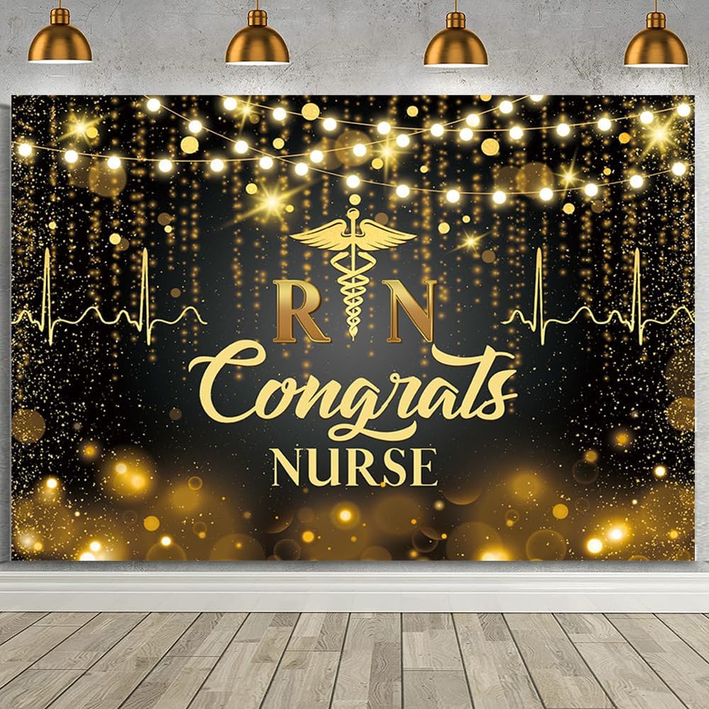 Nurse Graduation Backdrop Congrats Nurse Photography Backdrop Black ...