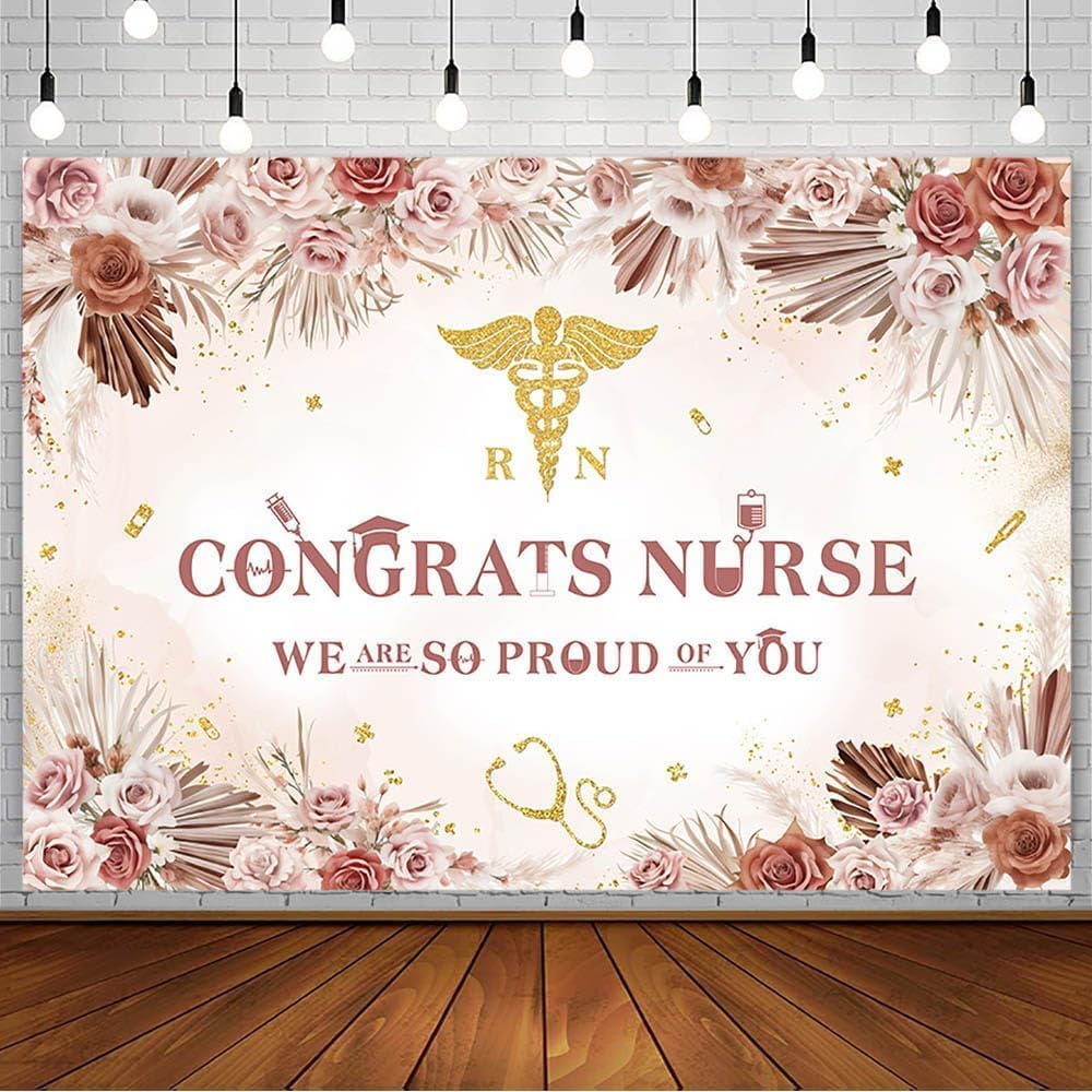 Nurse Graduation Backdrop Congratulations Graduates Blush Pink Congrats ...