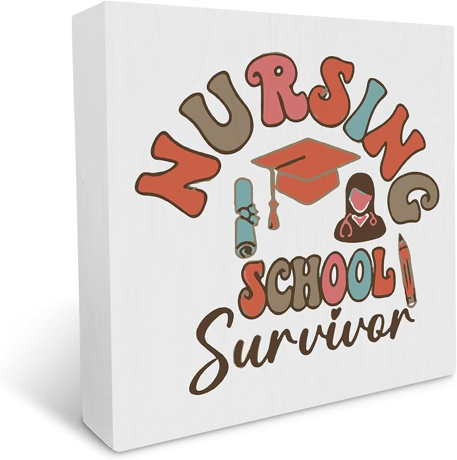 Nurse Graduation Wooden Box Sign Home School Wall Decor 5x5 Inch Rustic ...