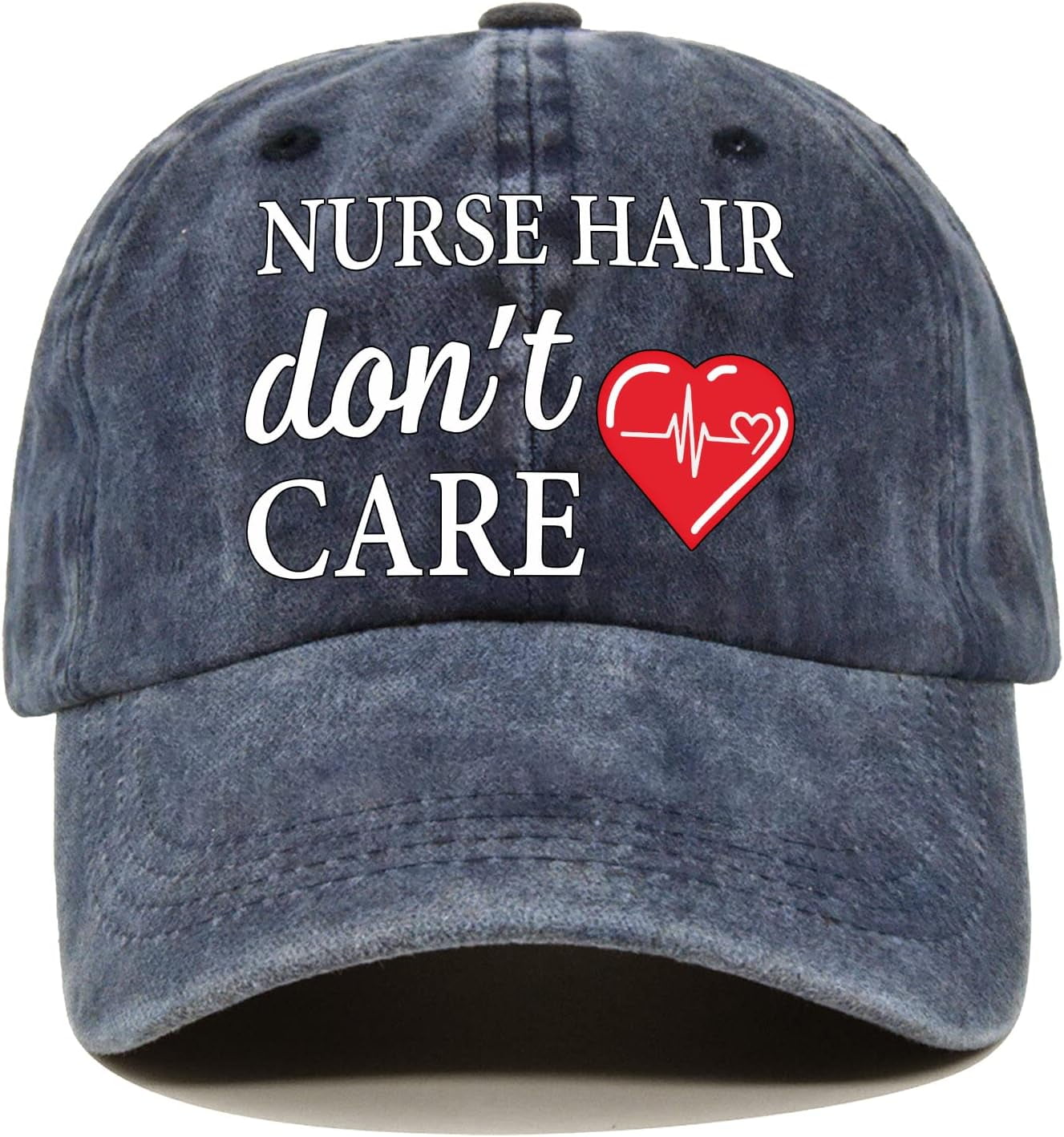 Nurse Hair Don't Care Distressed Washed Blue Baseball Cap, Vintage ...