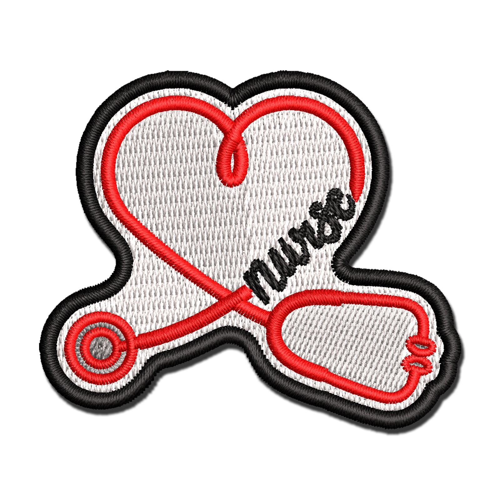 Nurse Heart Stethoscope Applique Multi-Color Embroidered Iron-On Patch ...