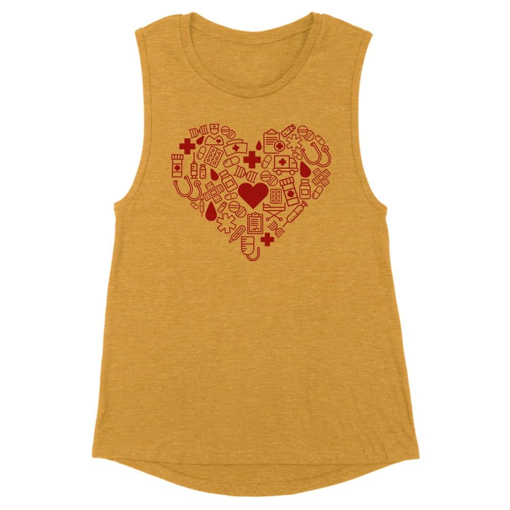 Nurse Icons Heart Women's Muscle Tank X-Large Antique Gold - Walmart.com
