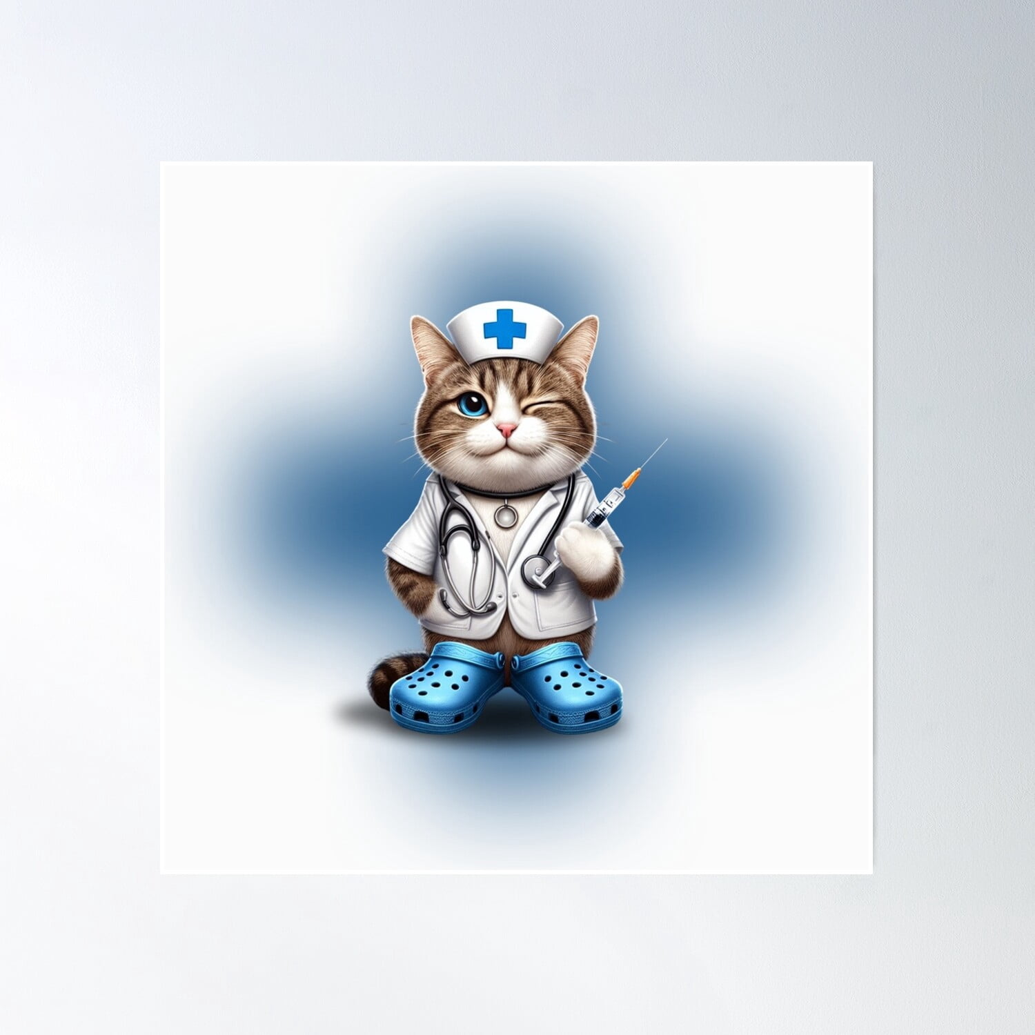 Nurse Kitty, First Responder Cat Poster Wall Art, Modern Wall Decor ...