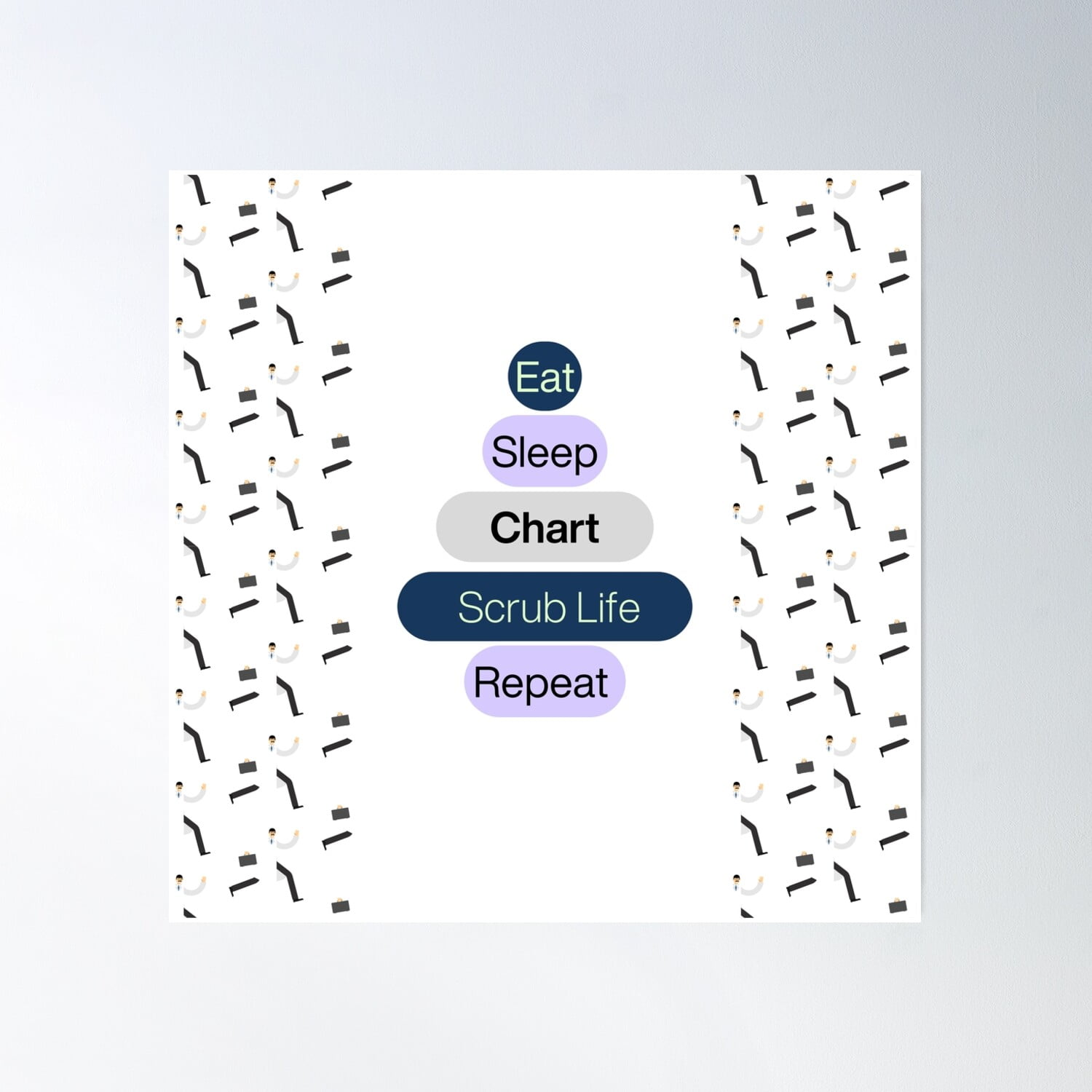 Nurse Life Daily Routine – Eat Sleep Chart Scrubs Repeat Quote Poster ...