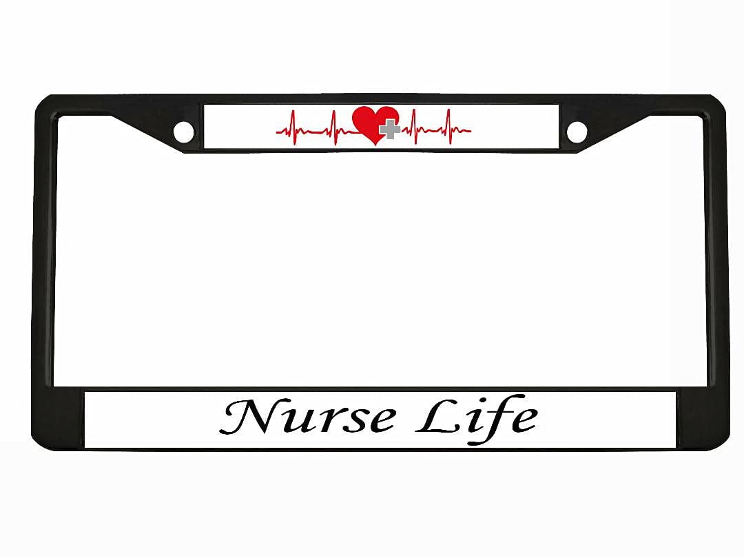 Nurse Life Design Heavy Duty Metal Car License Plate Frame Auto Tag ...