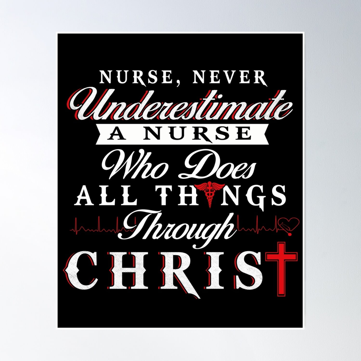 Nurse Life Faith Christian Believer Nursing Gifts Poster Wall Art, Modern Wall Decor, 24x36 ...