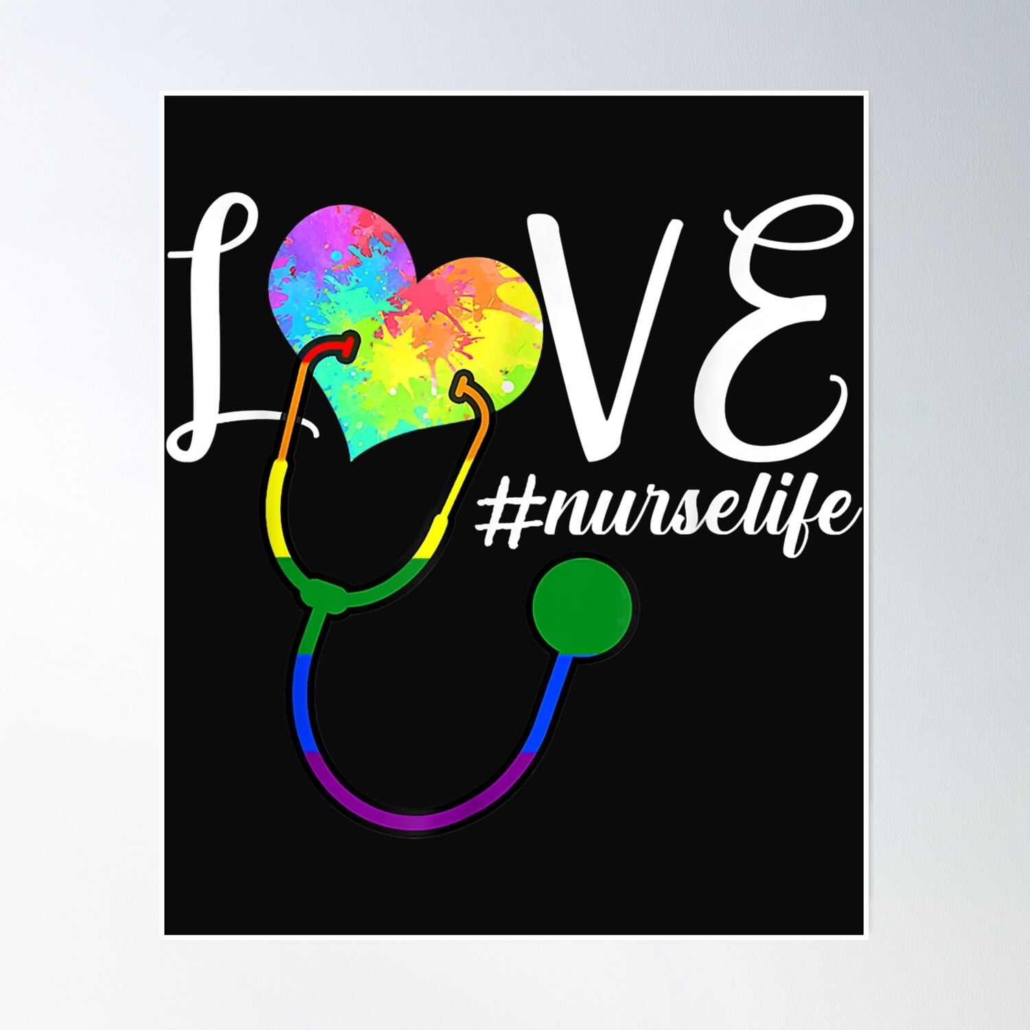 Nurse Life Rn Lpn Cna Healthcare Cheetah Heart Lgbt Flag Poster Wall ...