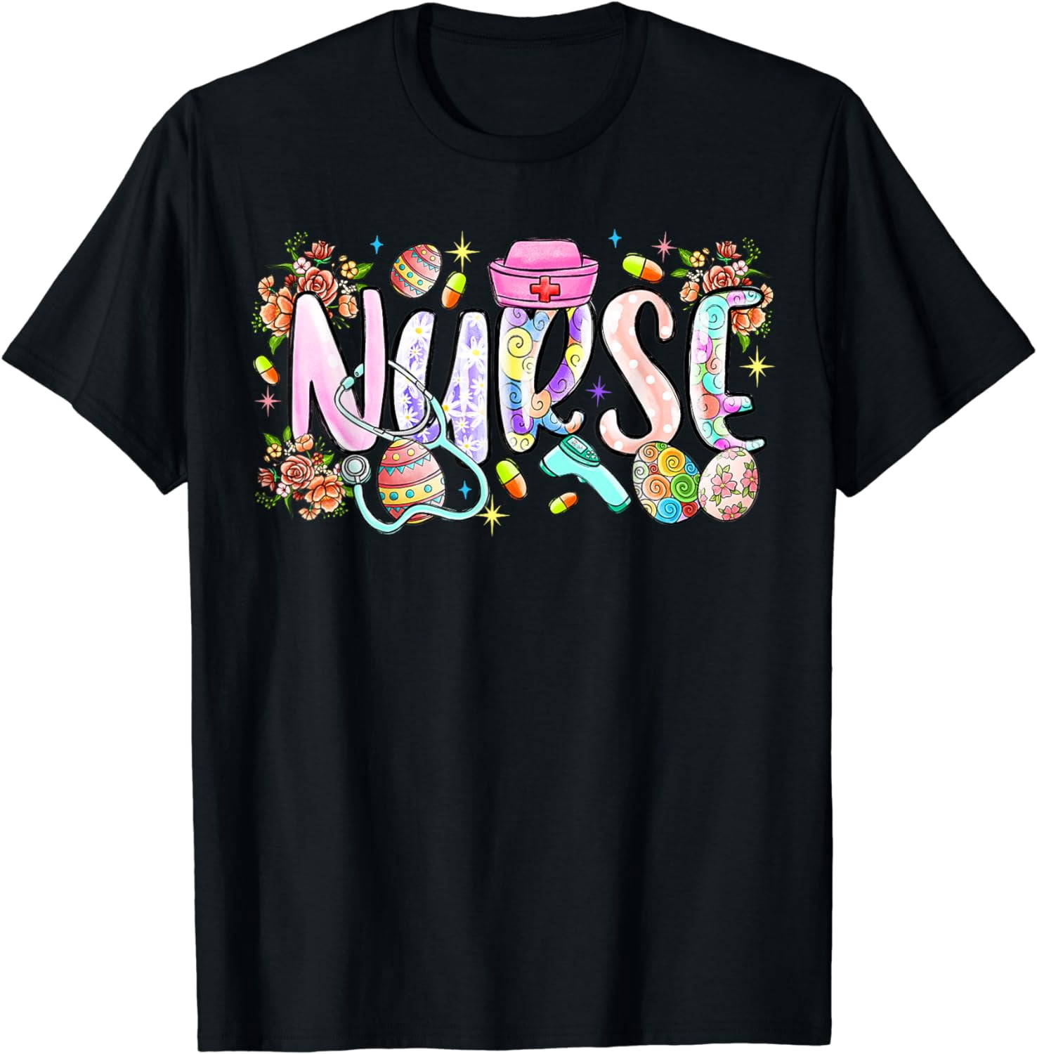 Nurse Life Stethoscope Nursing Cute Easter Bunny Easter Day T-Shirt ...