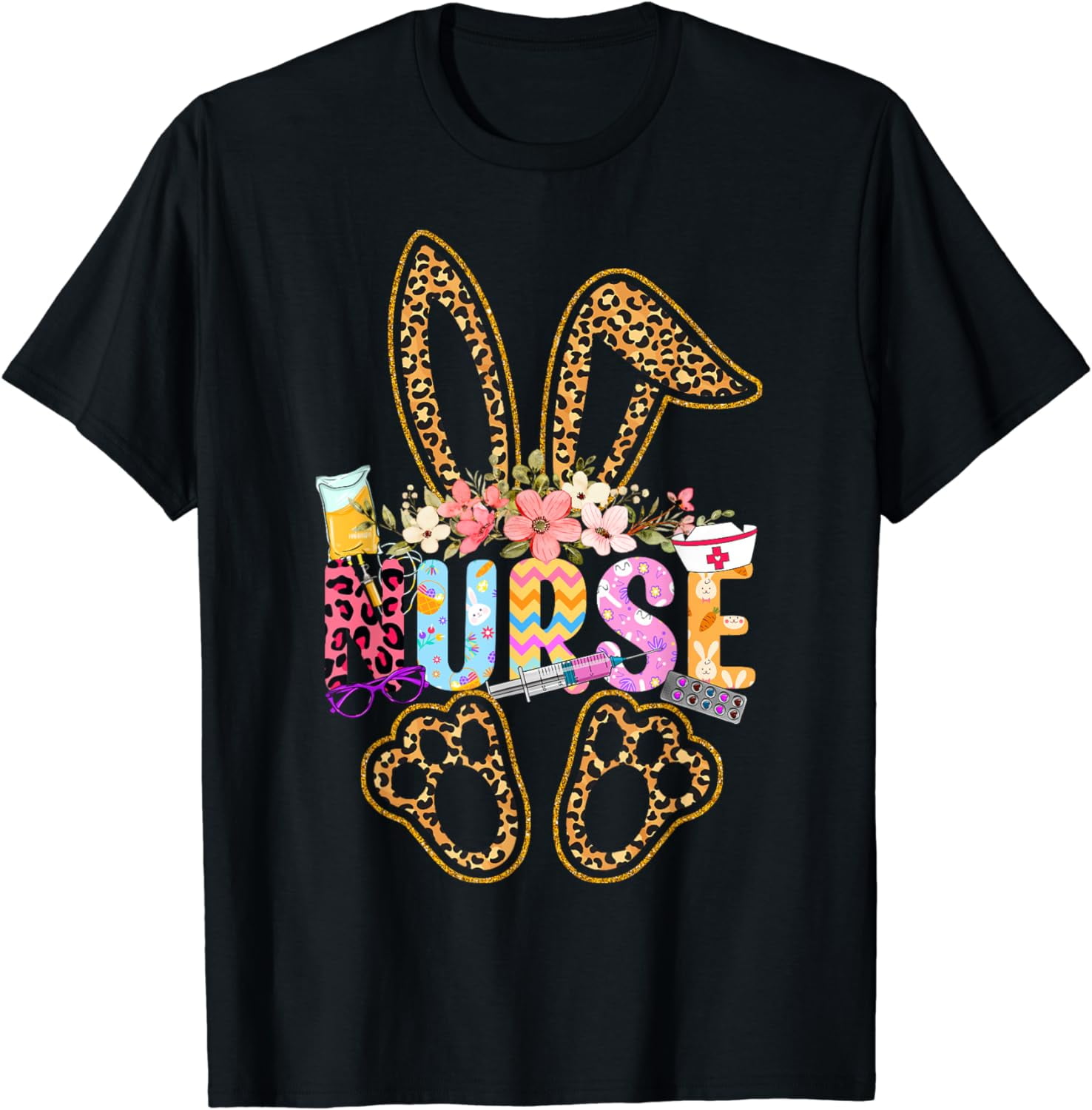 Nurse Life Stethoscope Nursing Cute Easter Bunny Easter Day Cotton T ...