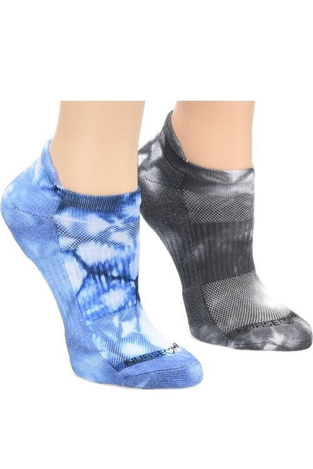Nurse Mates Compression Socks Anklet 2/Pack Color: Black/Royal Tie Dyes ...