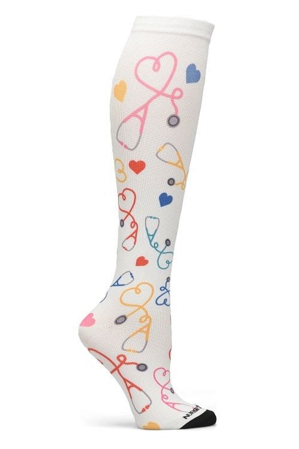 Nurse Mates Compression Socks Seamless 360° Color: Stethoscope Hearts ...