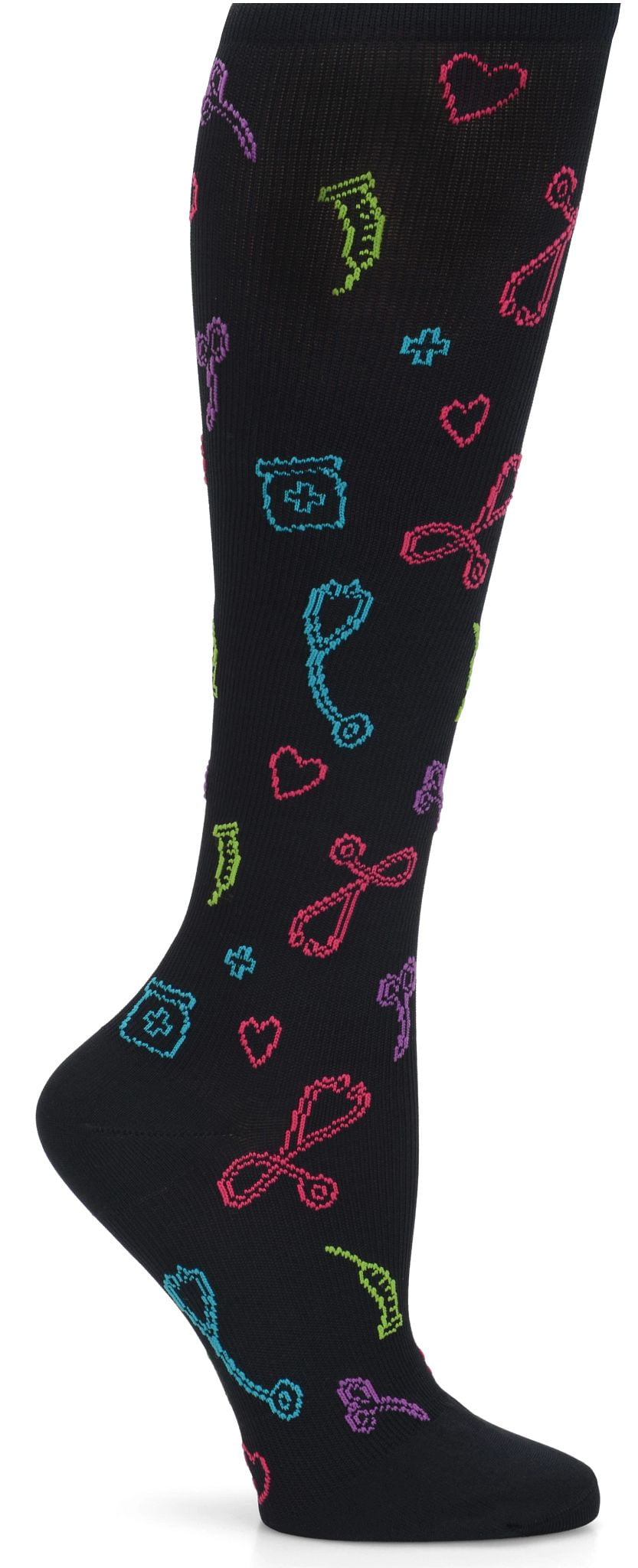 Nurse Mates Compression Socks Wide Calf Up To 22" Color: Black Medical ...