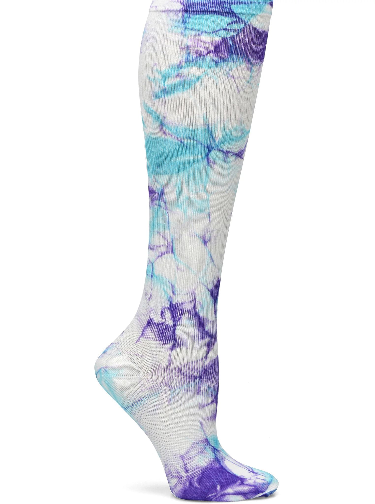 Nurse Mates Compression Socks Wide Calf Up To 22" Color: Lilac Aqua Tie ...