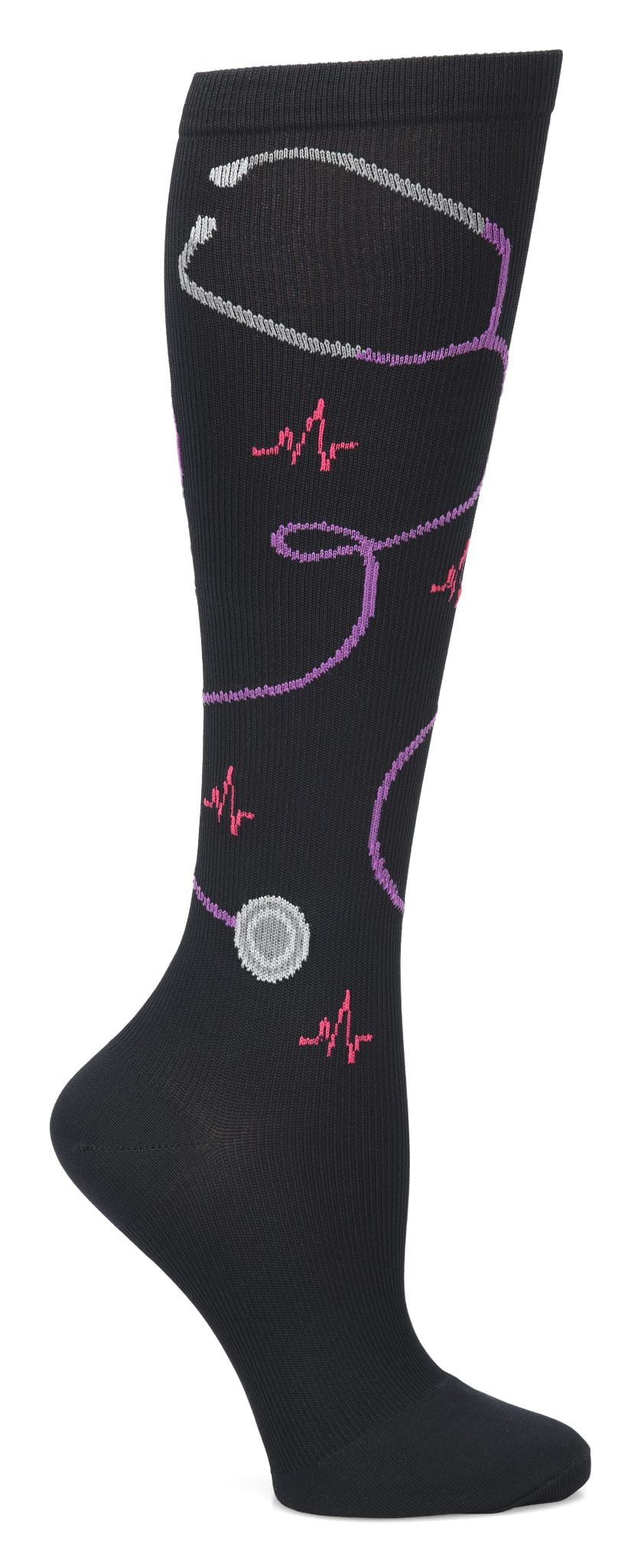Nurse Mates Compression Socks Wide Calf Up To 22" Color: Stethoscope ...