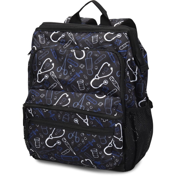 Nurse Mates Ultimate Backpack | Black Medical Pattern - Walmart.com