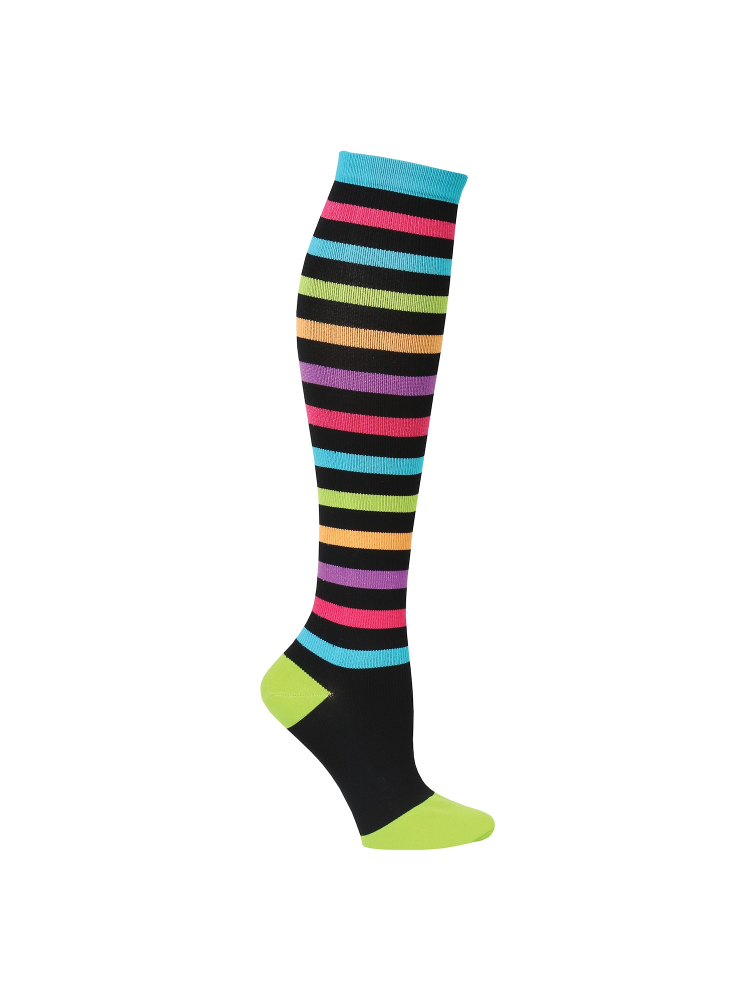 Nurse Mates Women's Mild Compression Socks, Regular Calf - Bright Stri ...
