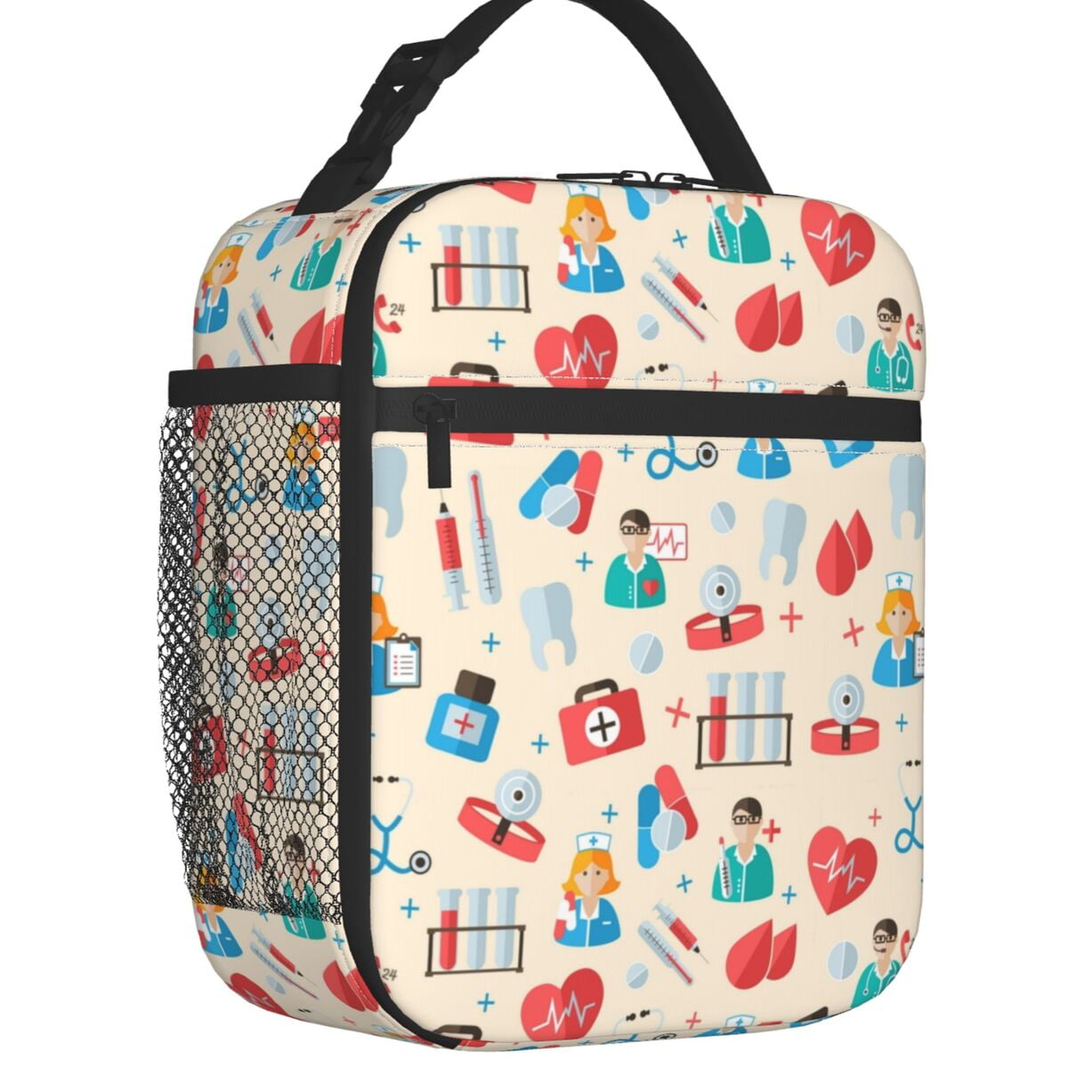 Nurse Medical Pattern Insulated Lunch Bag for Work Health Care Nursing ...