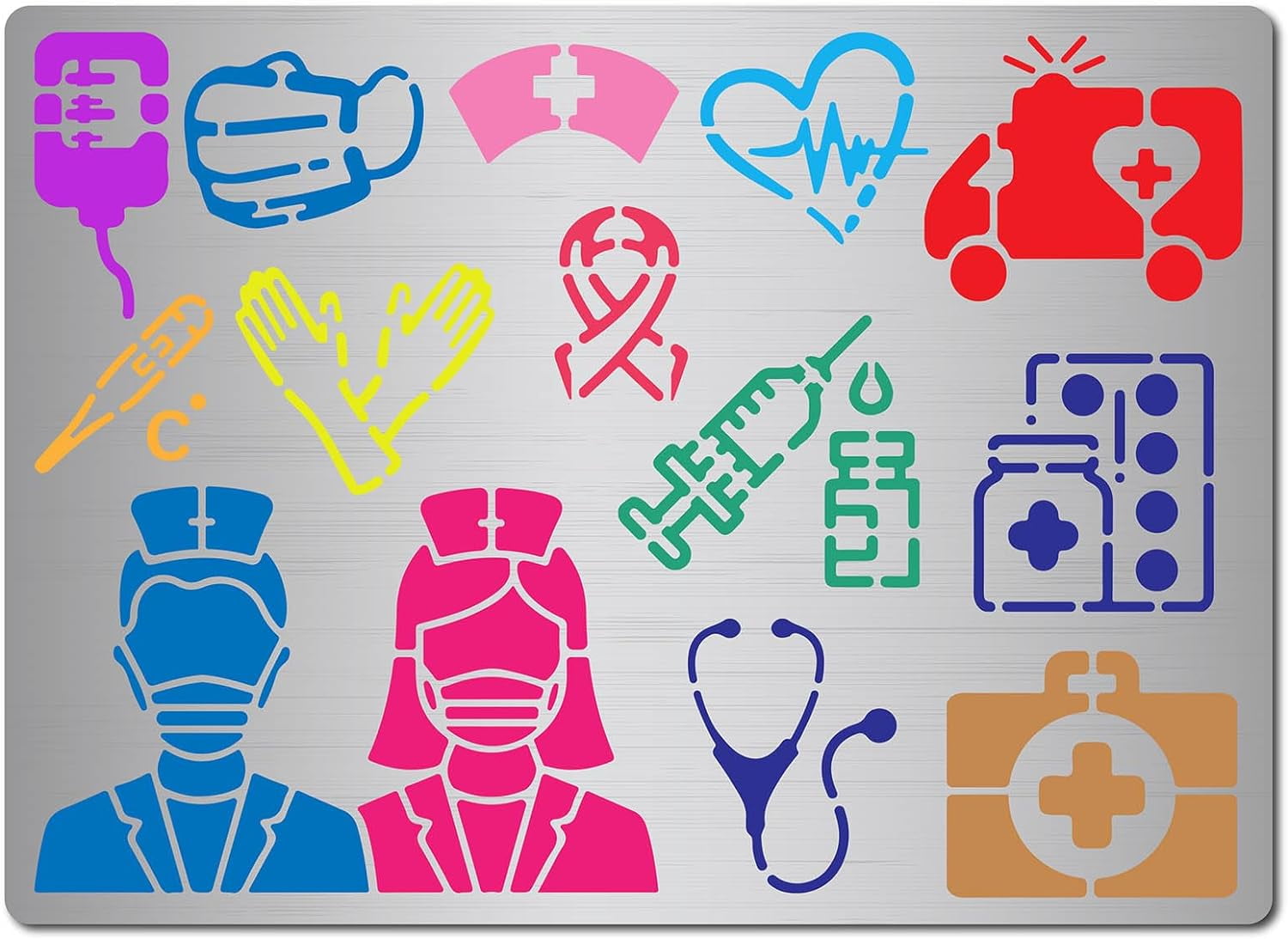 Nurse Metal Stencils Medical Themed Nurse's Day Syringe Thermometer ...