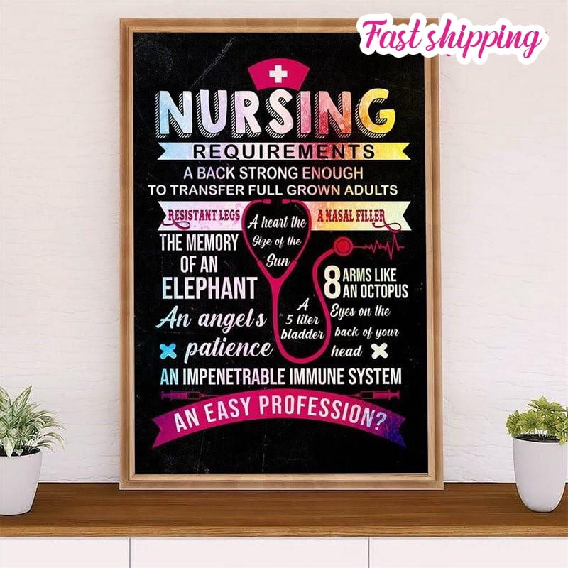 Nurse Nursing Requirements Woman Nurse Female Nursing poster Wall Art ...