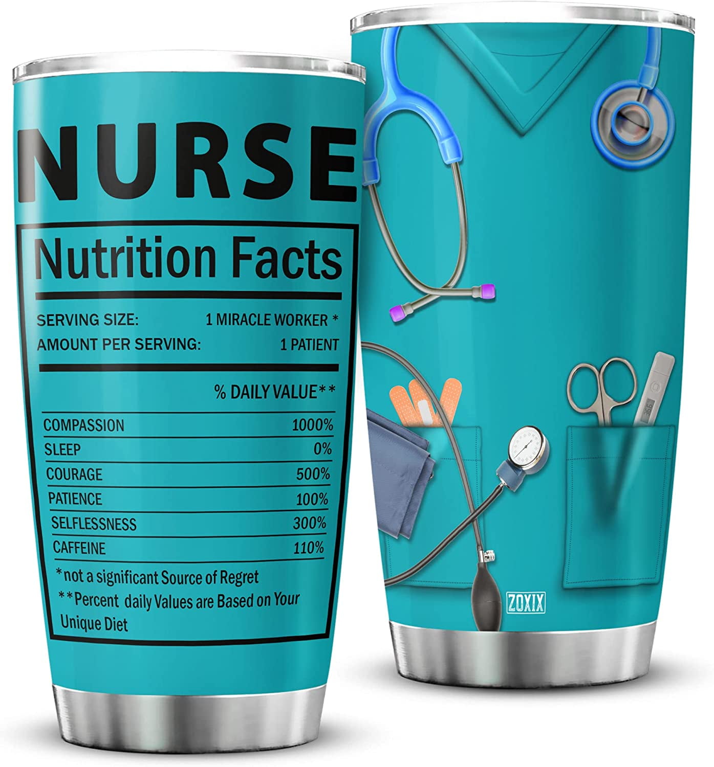 Nurse Nutrition Facts Tumbler Stainless Steel Coffee Cup 20oz Nursing ...
