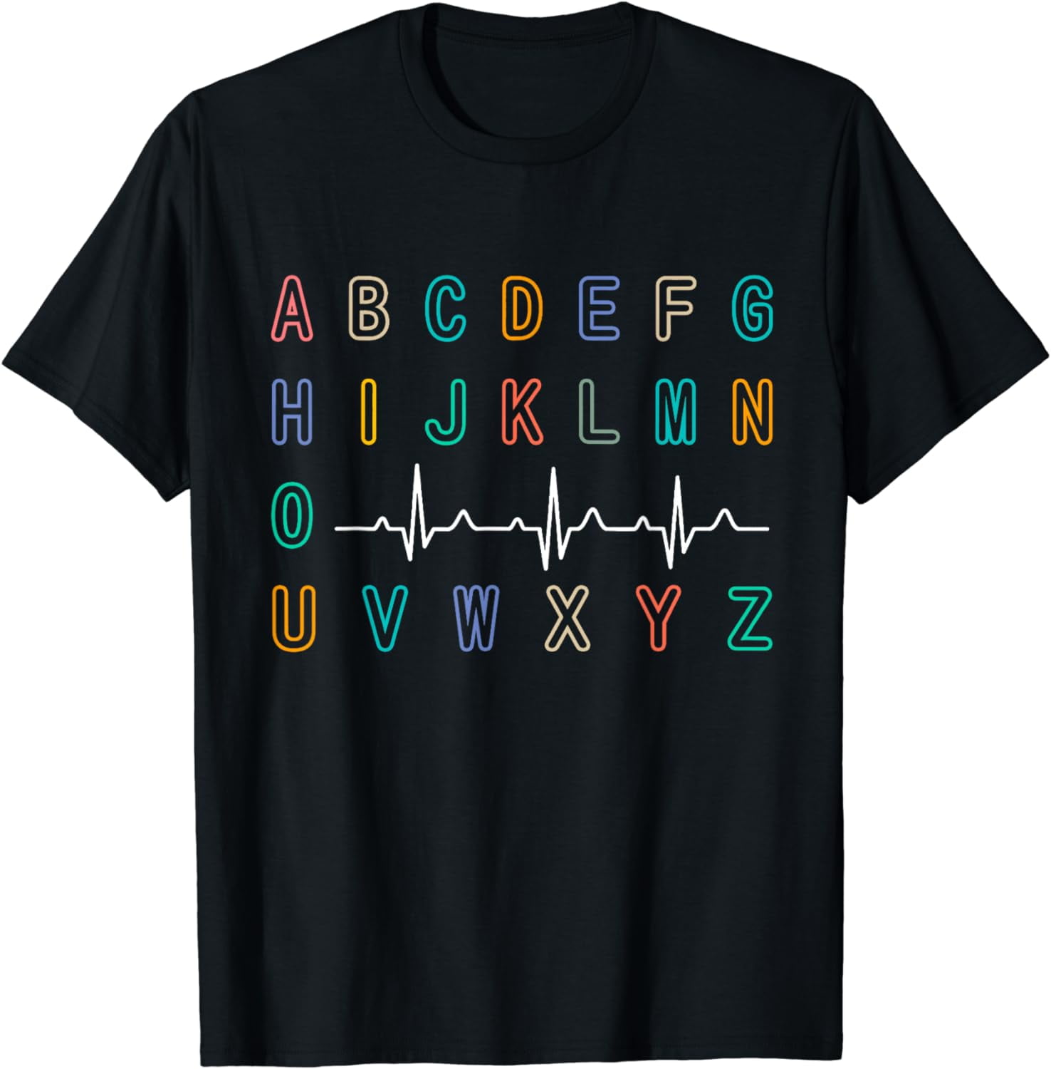 Nurse PQRST Test ABC's Ekg Strip Alphabet Funny Nurses Jokes T-Shirt ...