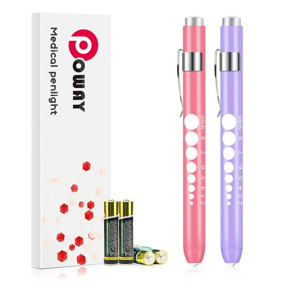 Nurse Penlight with Pupil Gauge, 2 Pack LED Pen Lights for Nursing ...
