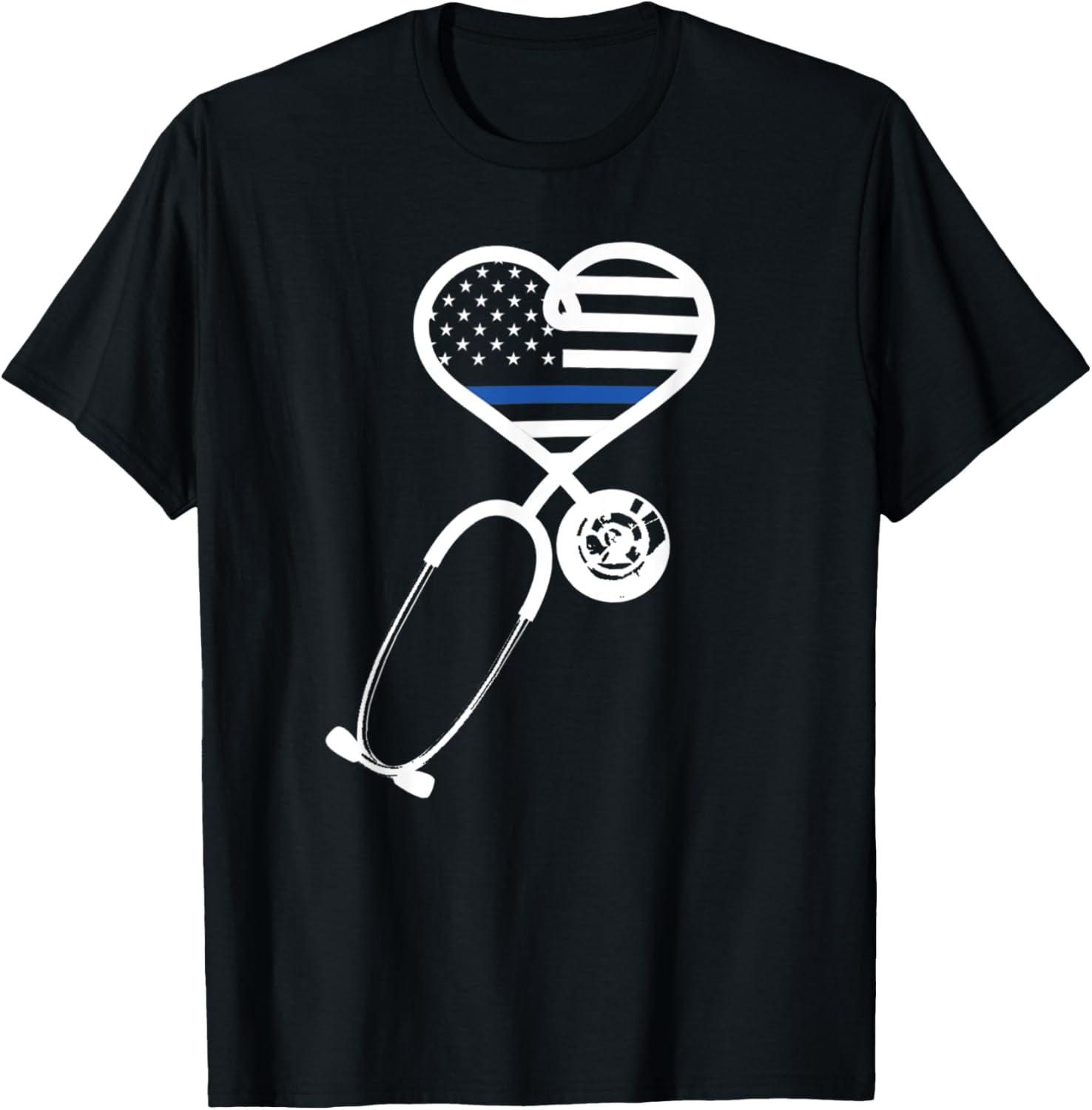 Nurse Police Wife Officer thin Blue Line Heart Flag T-Shirt - Walmart.com