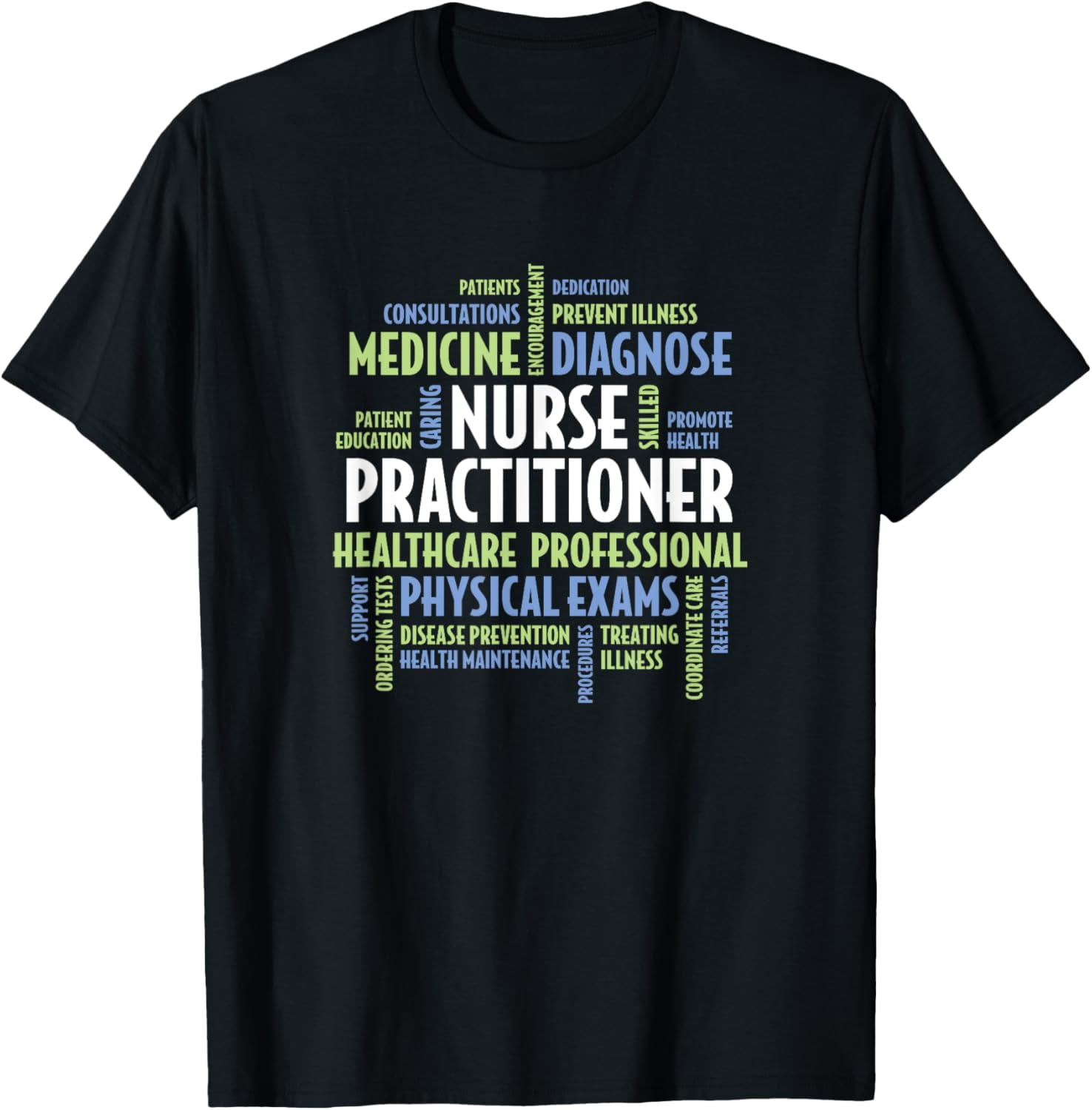 Nurse Practitioner NP Word Cloud T-Shirt Casual Short Sleeve Shirt ...