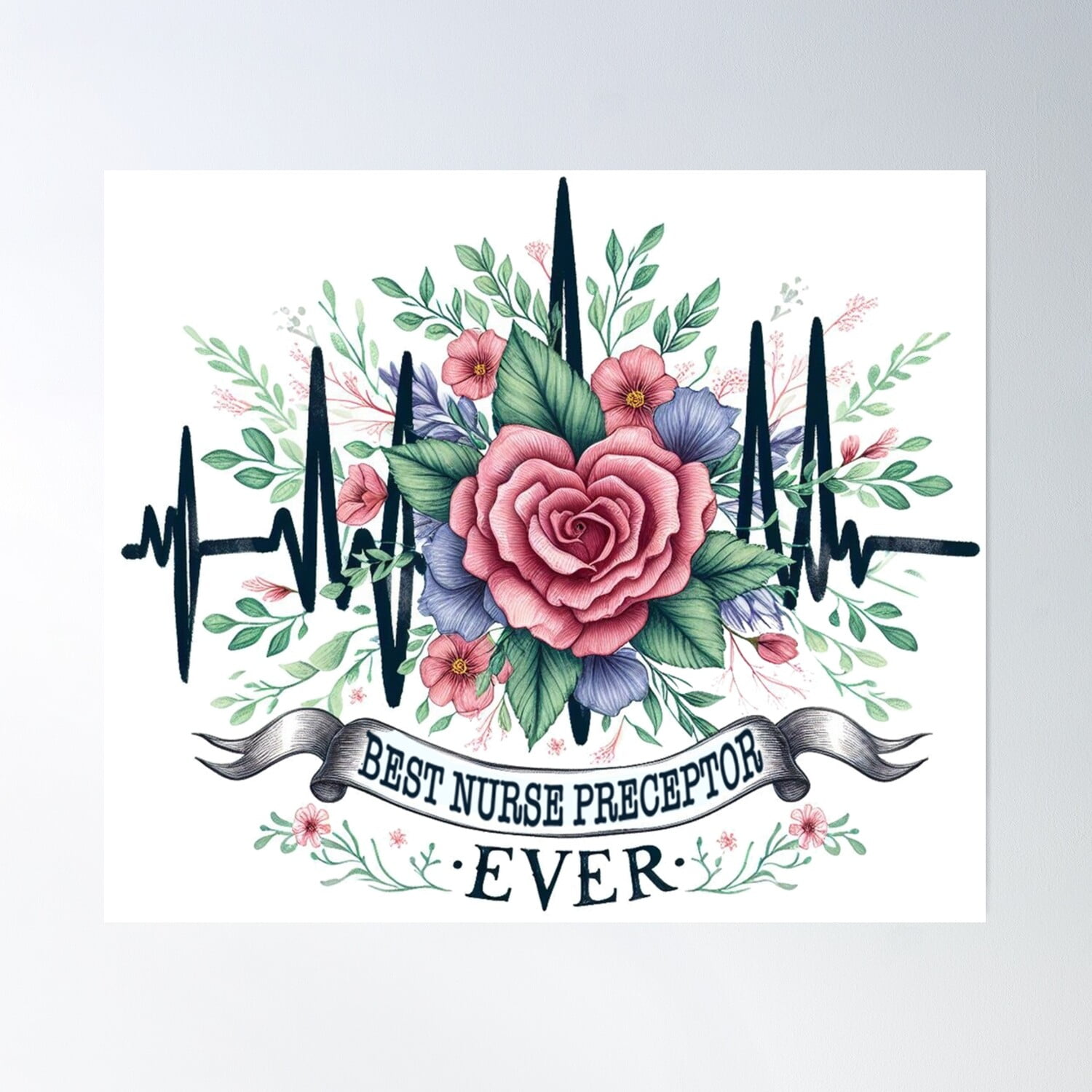 Nurse Preceptor, Heartbeat Wave Nurse Preceptor Poster Wall Art, Modern ...